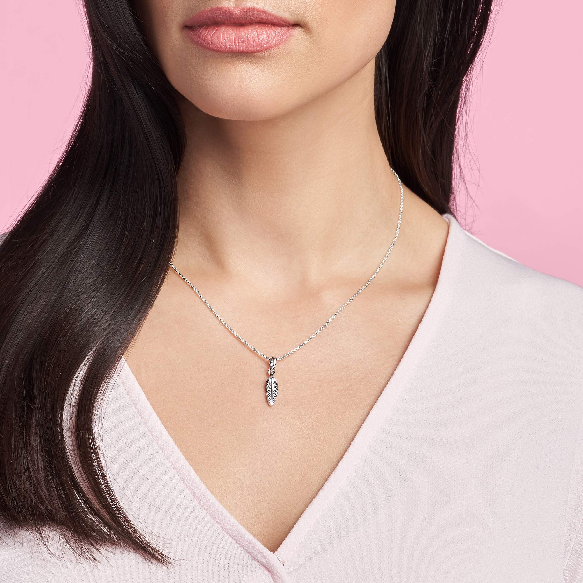 PANDORA Jewelry Spiritual Feather Sterling Silver Pendant for Necklace