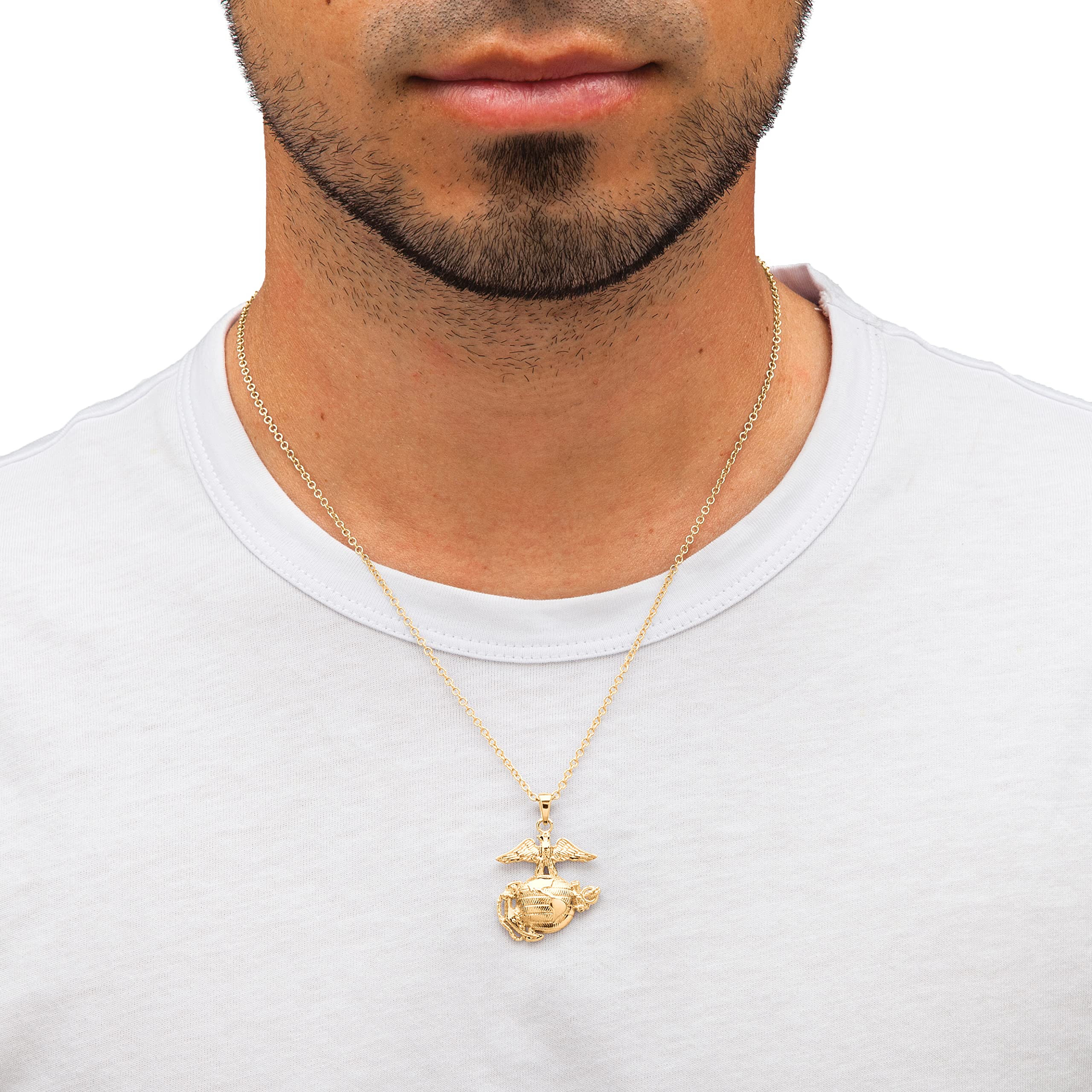PalmBeach Yellow Gold-Plated Marines Pendant (25mm) with 20 inch Chain
