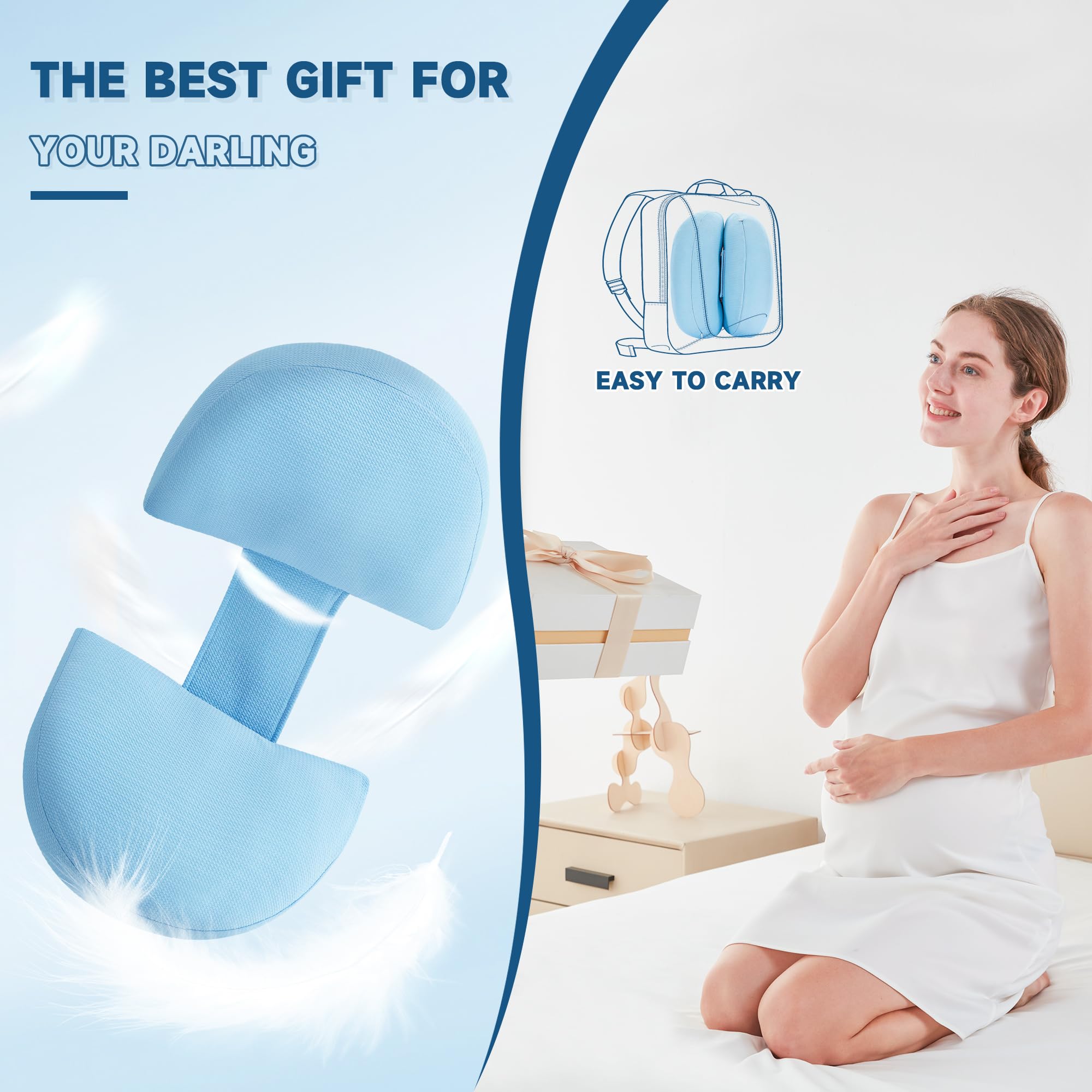 Pregnancy Pillows, Maternity Pillow Support for Backs, Hips, Legs, Belly, Soft Body Pillow for Pregnant Women with Detachable Pillow Cover(blue)