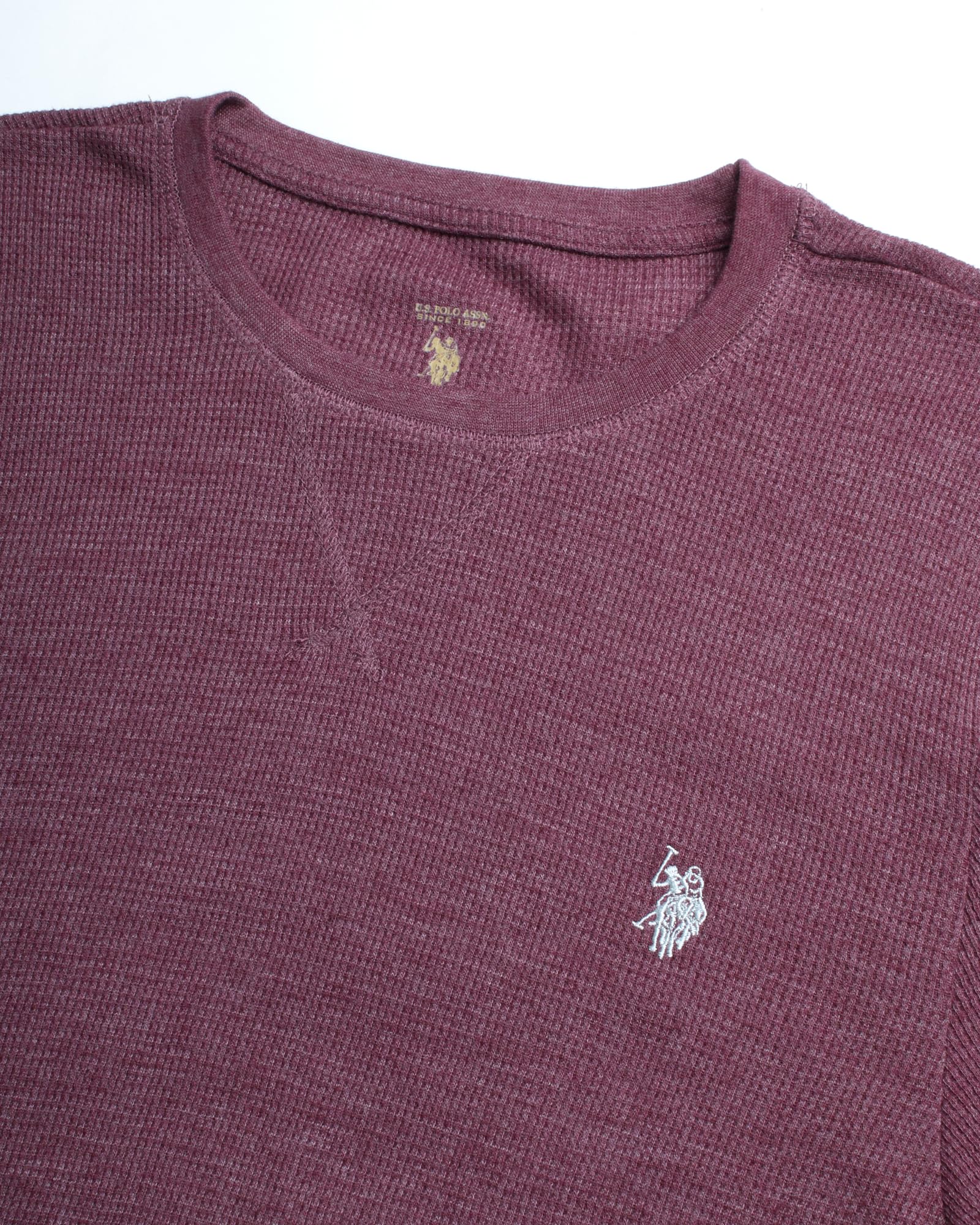 U.S. Polo Assn. Men's Thermal Shirt - Long Sleeve Waffle Knit Top (2 Pack), Size Medium, BlackCharcoal Heather