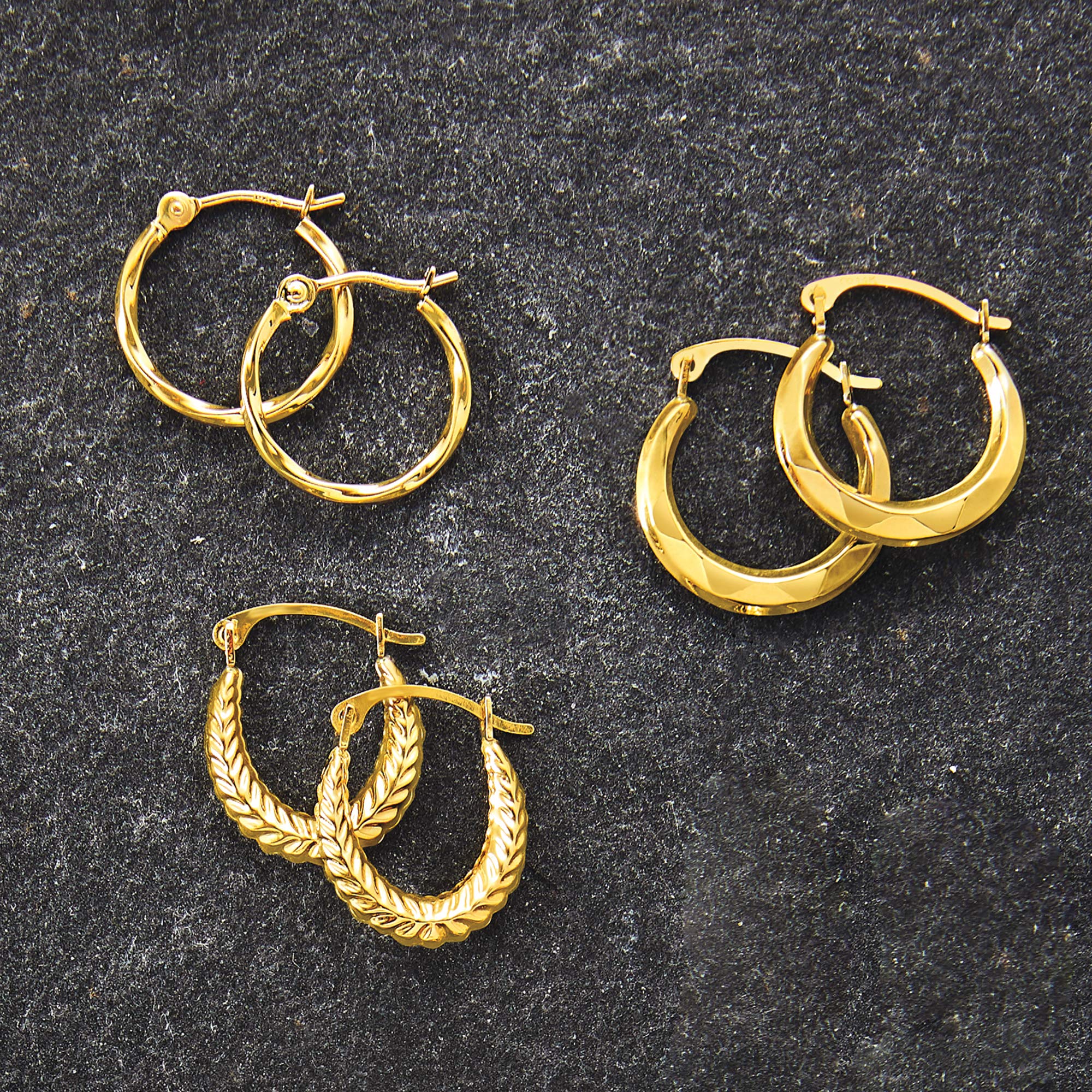 Ross-Simons 14kt Yellow Gold Jewelry Set: 3 Pairs Of Huggie Hoop Earrings