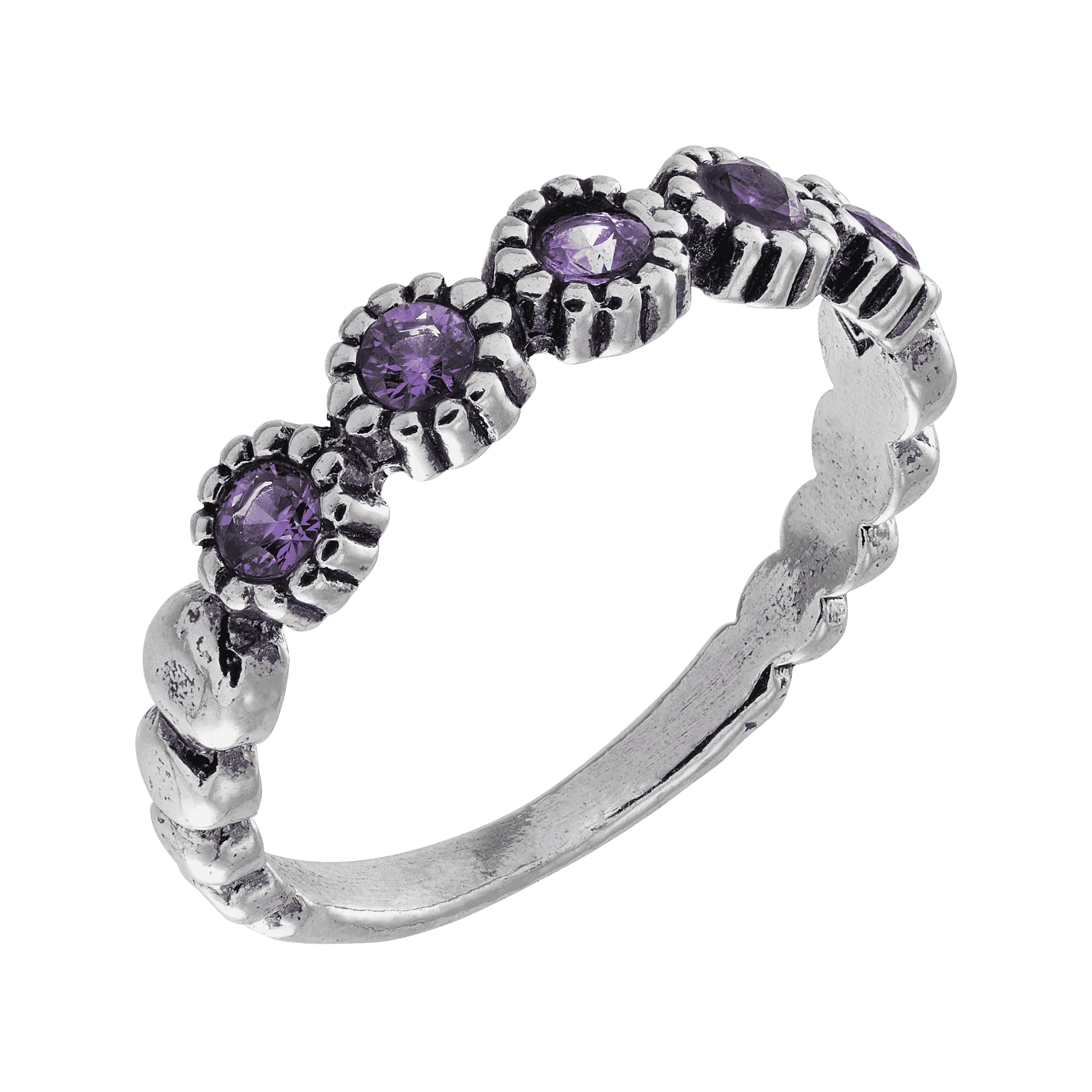 Silpada 'Purple Blossoms' Cubic Zirconia Ring in Sterling Silver, Size 11, Size 11