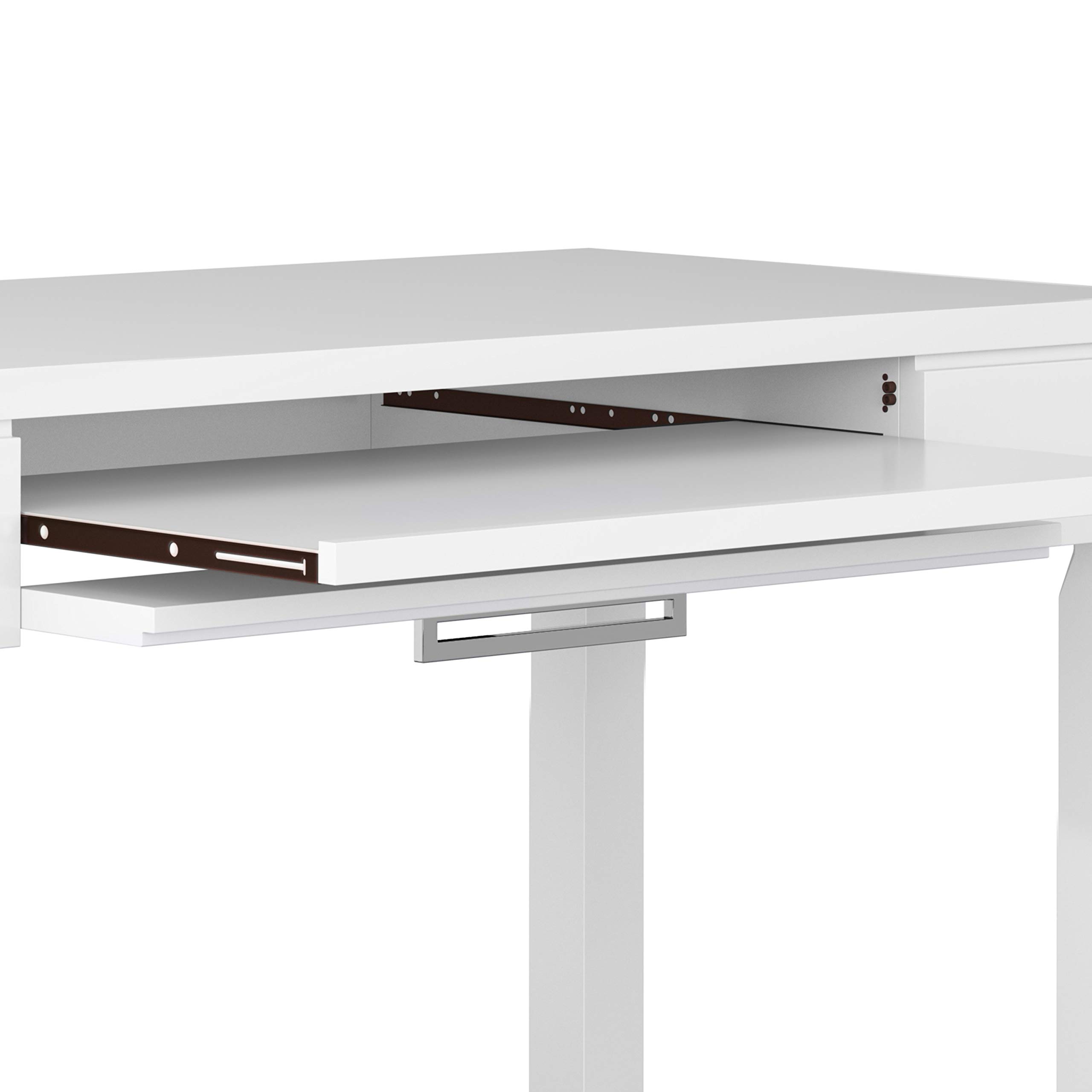 SIMPLIHOME Cosmopolitan SOLID WOOD Contemporary Modern 42 inch Wide Home Office Desk, Writing Table, Workstation, Study Table Furniture in White
