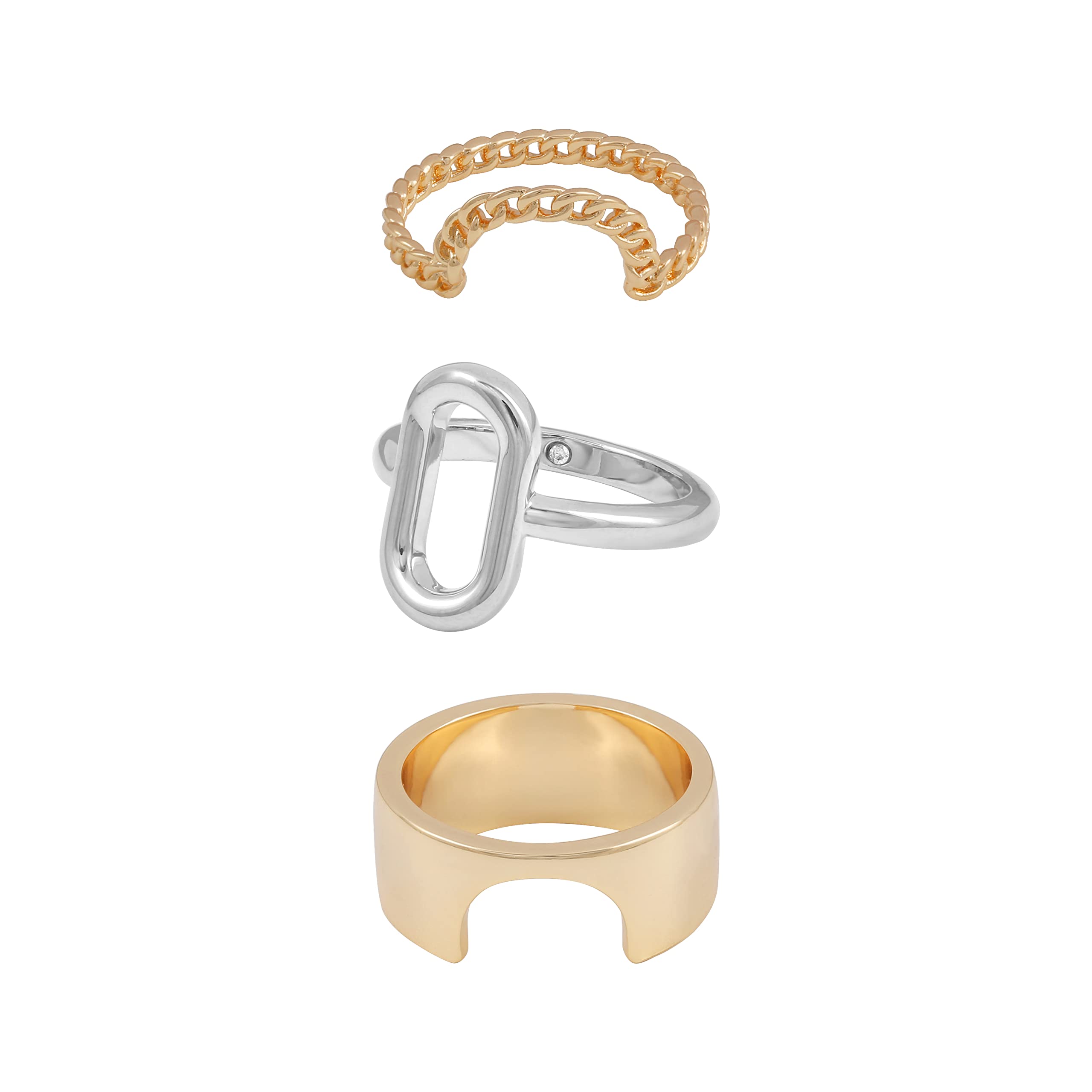 Vince Camuto Two-Tone Stack Ring Set, Gold, 3 Piece