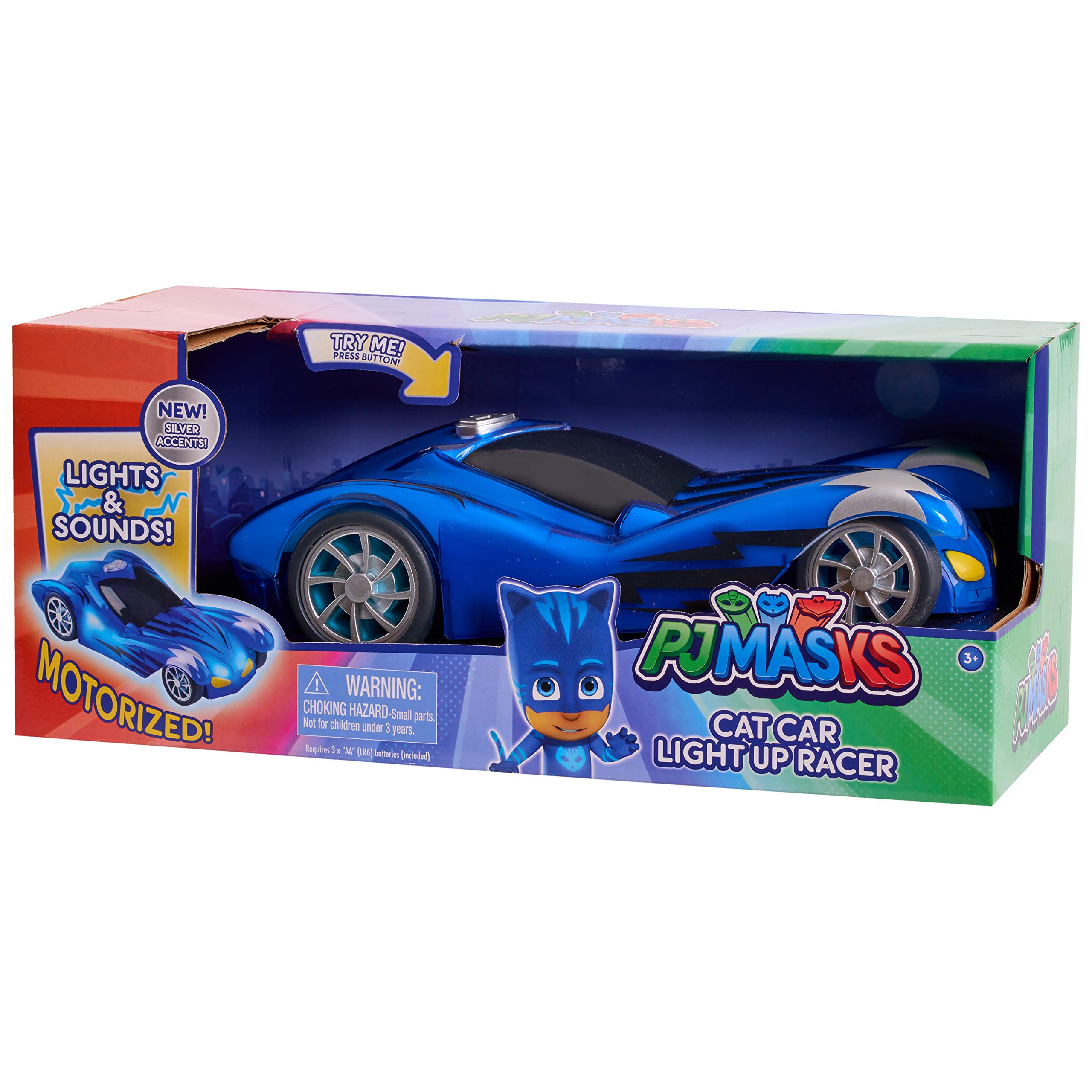 PJ Masks Light Up Racer, Cat-Car, Kids Toys for Ages 3 Up by Just Play