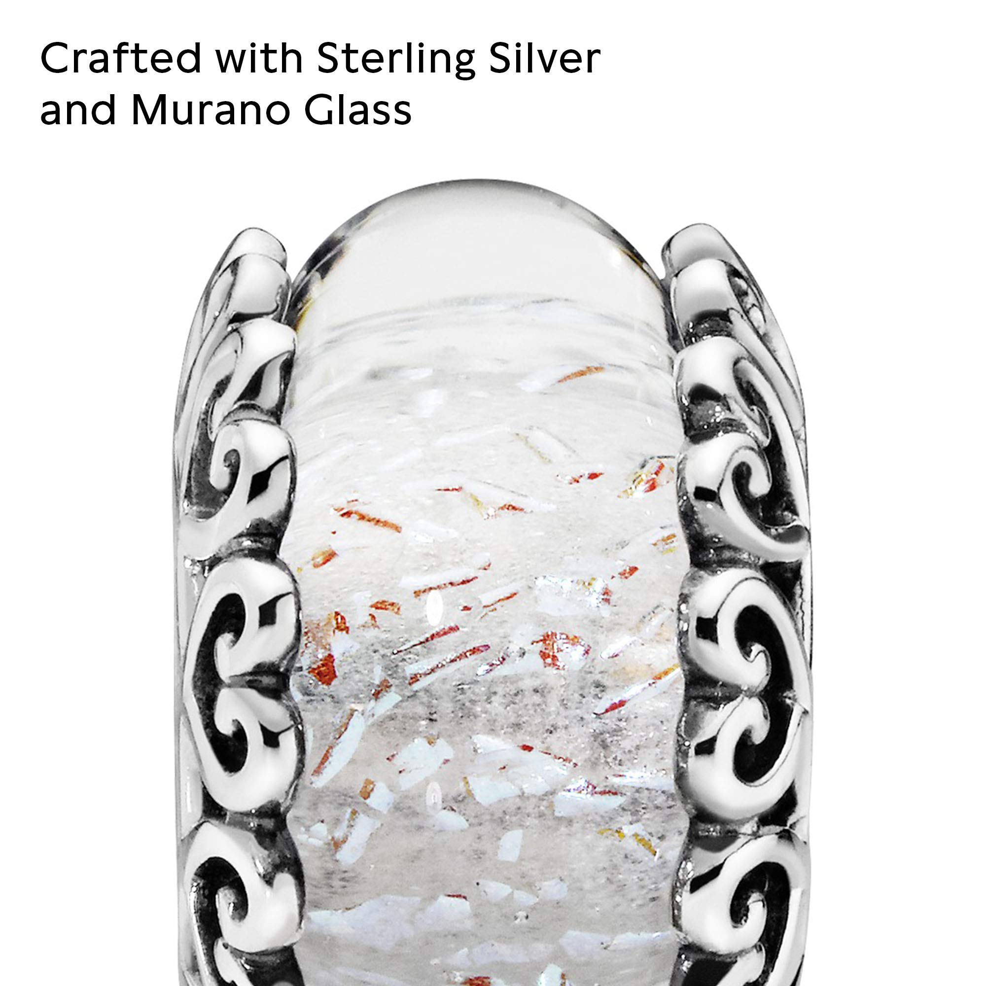 Pandora Jewelry Iridescent White Glass Sterling Silver Charm