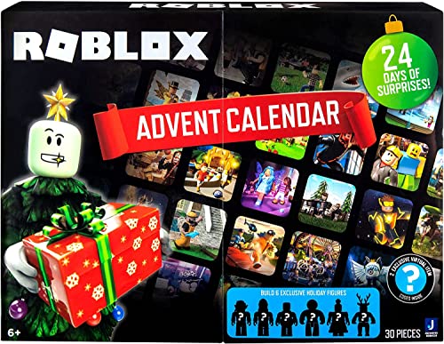 Roblox 2024 Holiday Advent Calendar for Kids, 24 Day Gift Playset - Toy Set Includes 6 Figures, 18 Accessories, 2 Redeemable Codes & More - 30 Pieces Total - Christmas Gift for Boys & Girls Ages 6+