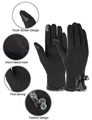 OTIOTI 1 Pair Womens Gloves Winter Touch Screen Texting Gloves for Women Fleece Lined Thick Warm Gloves