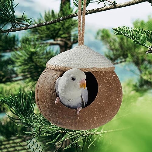 Parrot Nesting Material, Indoor Cage Birds Nest, Parrot Hut House with Comfortable Shelters, Bird Nest House with Convenient Loop Top, Parrot House Medium for Sparrows Lovebirds Bluebirds