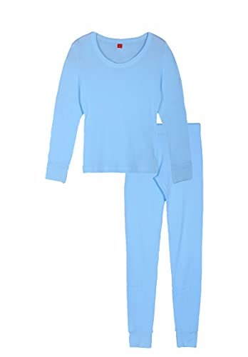 Women Cotton Long Thermal Underwear Comfy Long Pajamas Thermal Underwear Set.(M,Sky Blue)