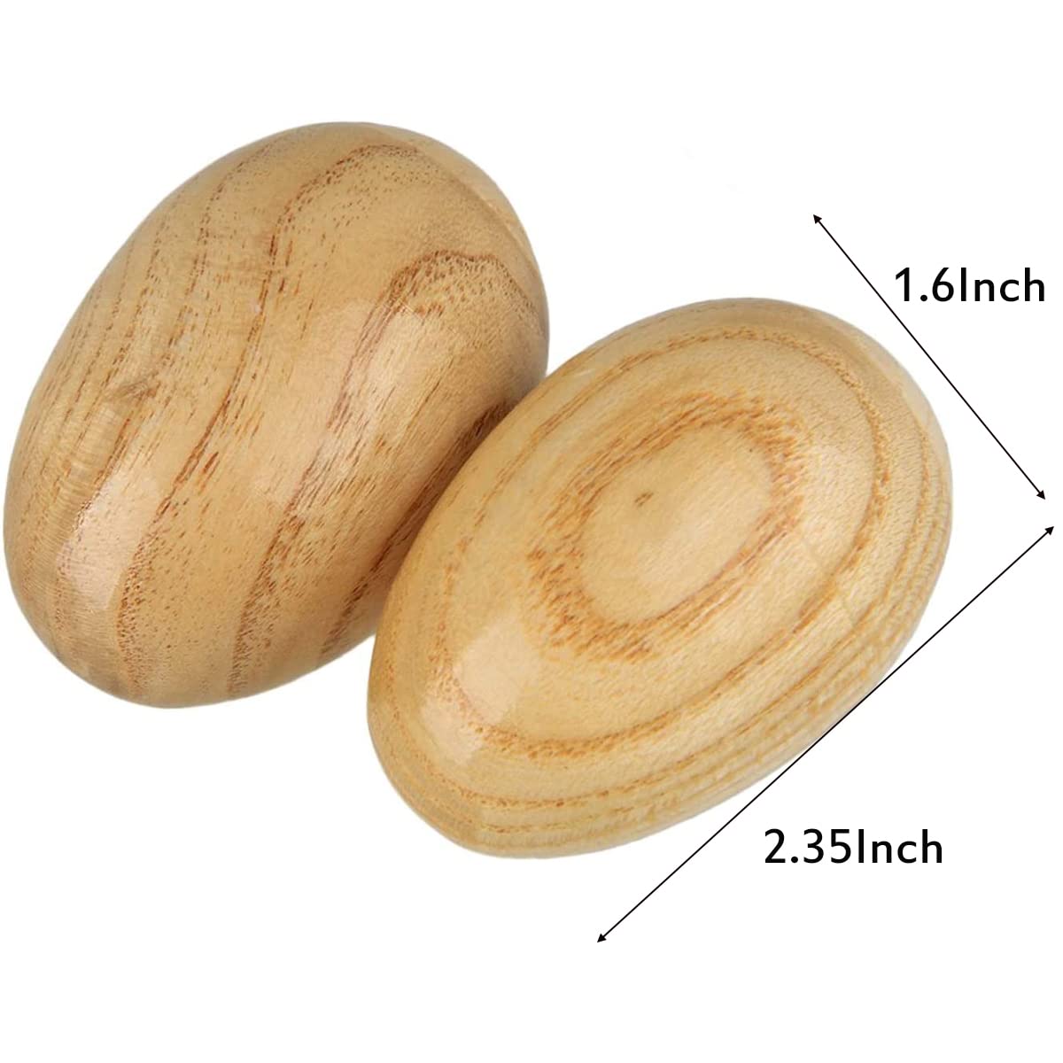 SPWOLFRT 2 Pack Natural Finish Wood Egg Shaker Musical Hand Percussion Instrument
