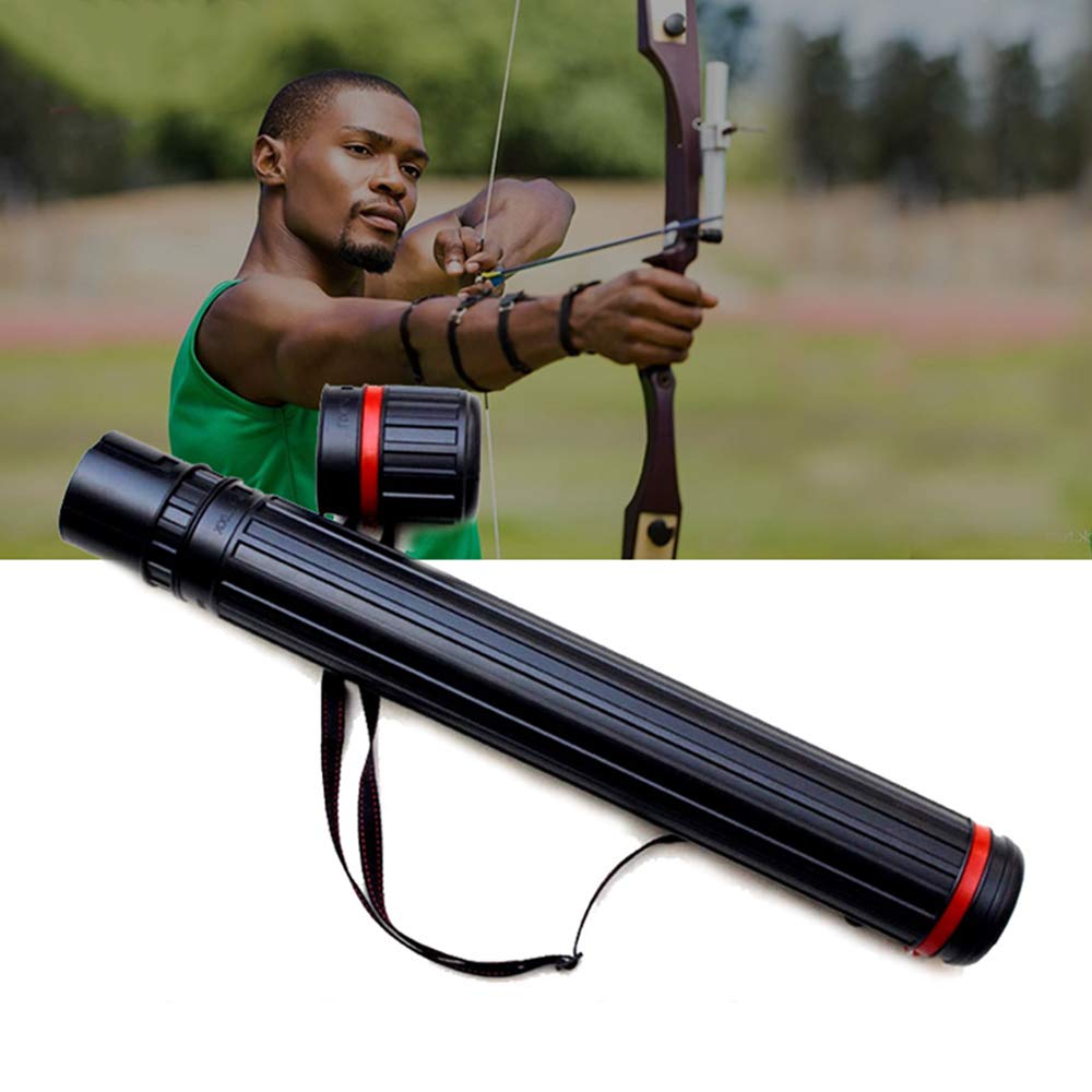 RMISODO 2 Pieces Arrow Quiver Extendable Telescopic Arrow Carrier Tube Archery Case Holder with Adjustable Back Strap, Length Expand from 17.72" to 28.35", Diameter 2.55inch, Can Hold 5 arrows