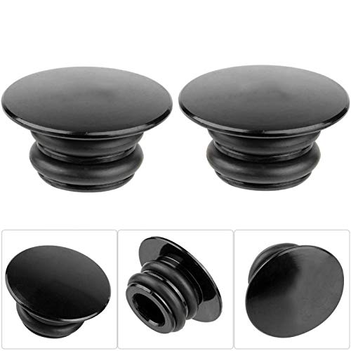 Uxsiya Handlebar End Plug, Bike Handle Aluminium Alloy Anodized 1 Pair with Rubber Snap for Mountain and Road Bikes(Black)