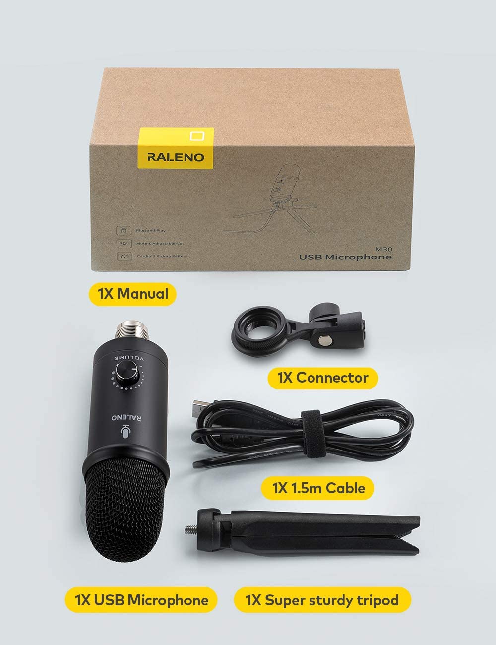 USB Microphone for Computer, Cardioid PC-Microphone, Professional 78 dB Full Metal Microphone, Compatible with Computers, Laptop, Mac, Good Use for Audio Recording, Skype, Gaming, Voice Chat