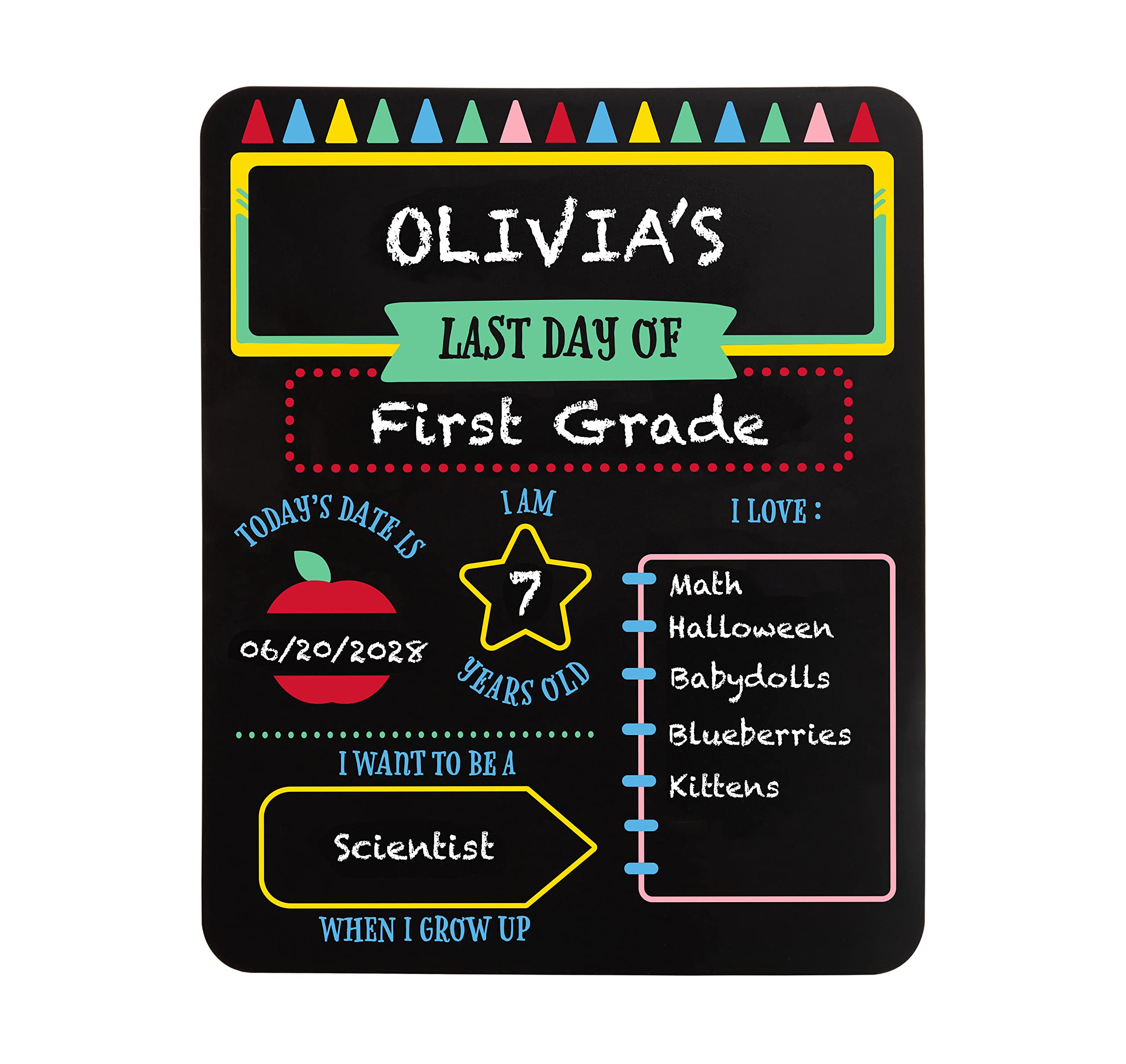 Pearhead First and Last Day of School Reversible Chalkboard, Milestone Board, Reusable Photo Sharing Prop with Chalk, Celebrate School Memories and Milestones