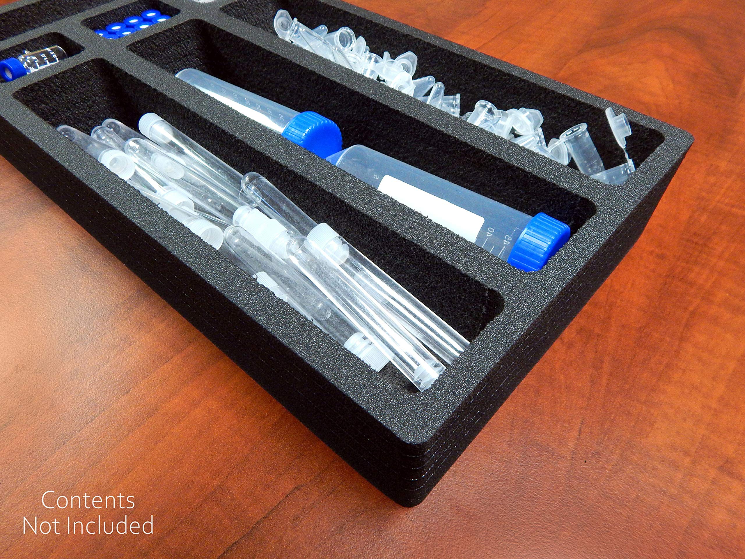 Polar Whale 2 Lab Drawer Organizers Storage Tray Office Practice Medication Anesthesia Crash Cart Organization Non-Slip Anti-Rattle Durable Black Foam 14.5 x 7.5 Inch 7 Compartments