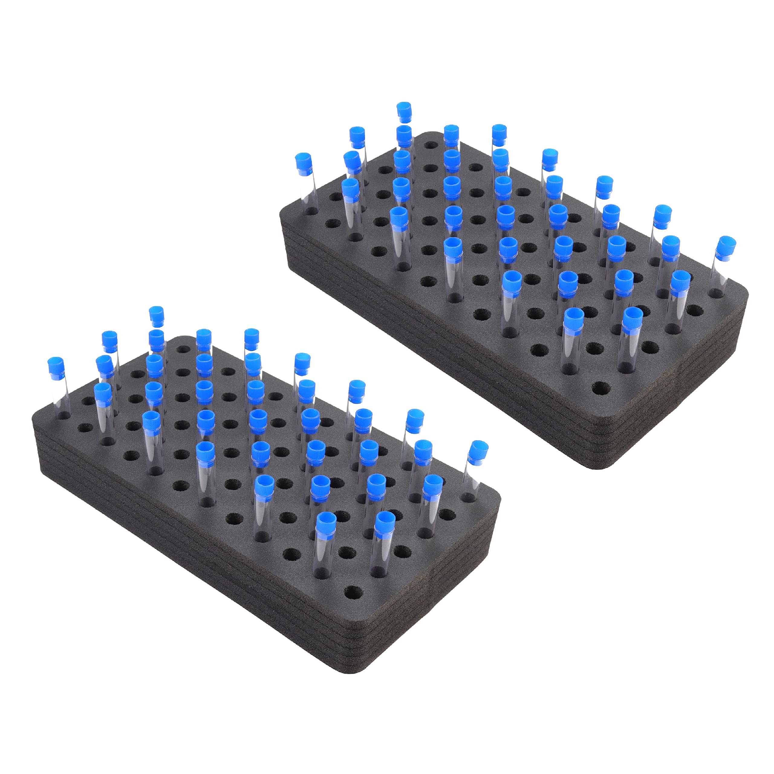 Polar Whale 2 Test Tube Freezer Racks Durable Black Foam Storage Holder Organizer Stand Transport Holds 72 Tubes Fits up to 13mm Diameter