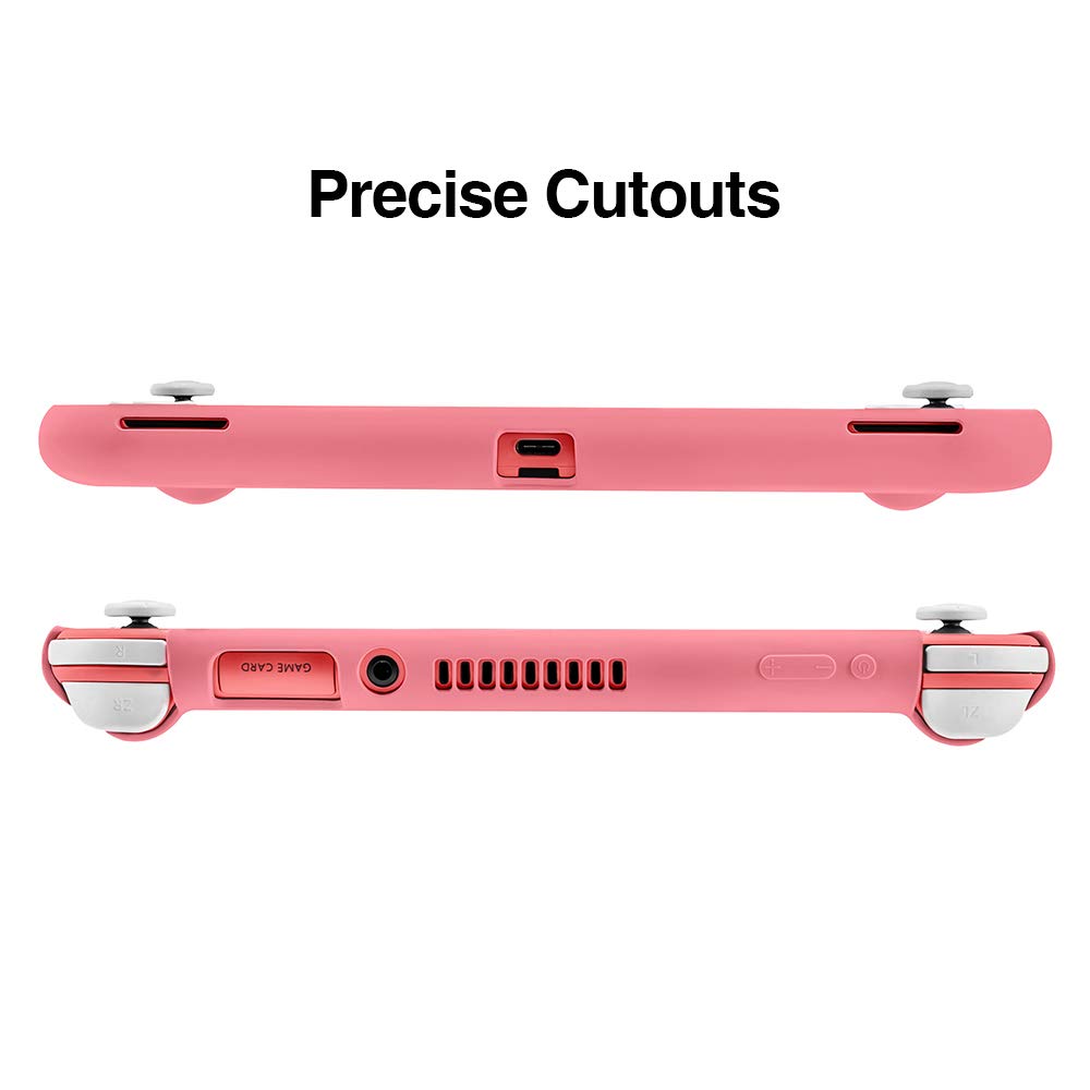 Protective Case for Nintendo Switch Lite, tomtoc Grip Cover with [2PCS] Screen Protector, Premium Liquid Silicone Hard Shell, Shock-Absorption and Anti-Scratch for Switch Lite Console 2019, Coral