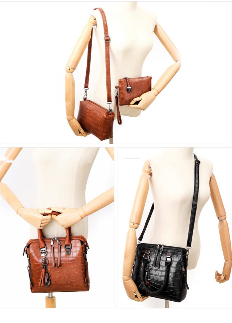 Women Fashion Handbags Wallet Tote Bag Shoulder Bag Top Handle Satchel Purse Set 4pcs (Blue)