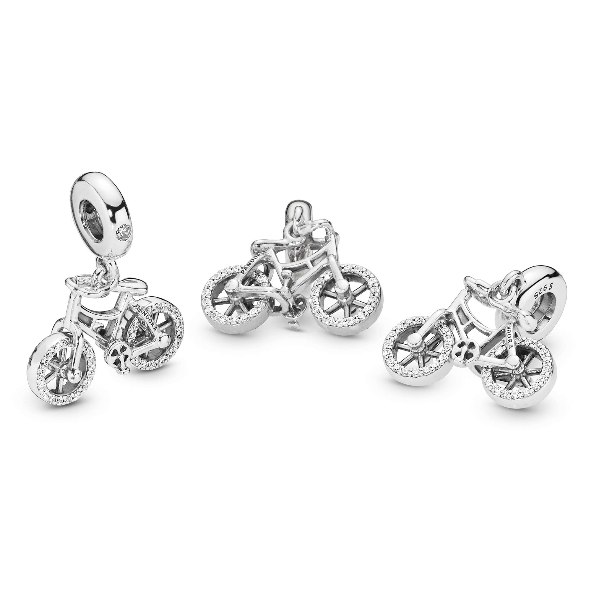 Pandora Jewelry Bicycle Dangle Cubic Zirconia Charm in Sterling Silver