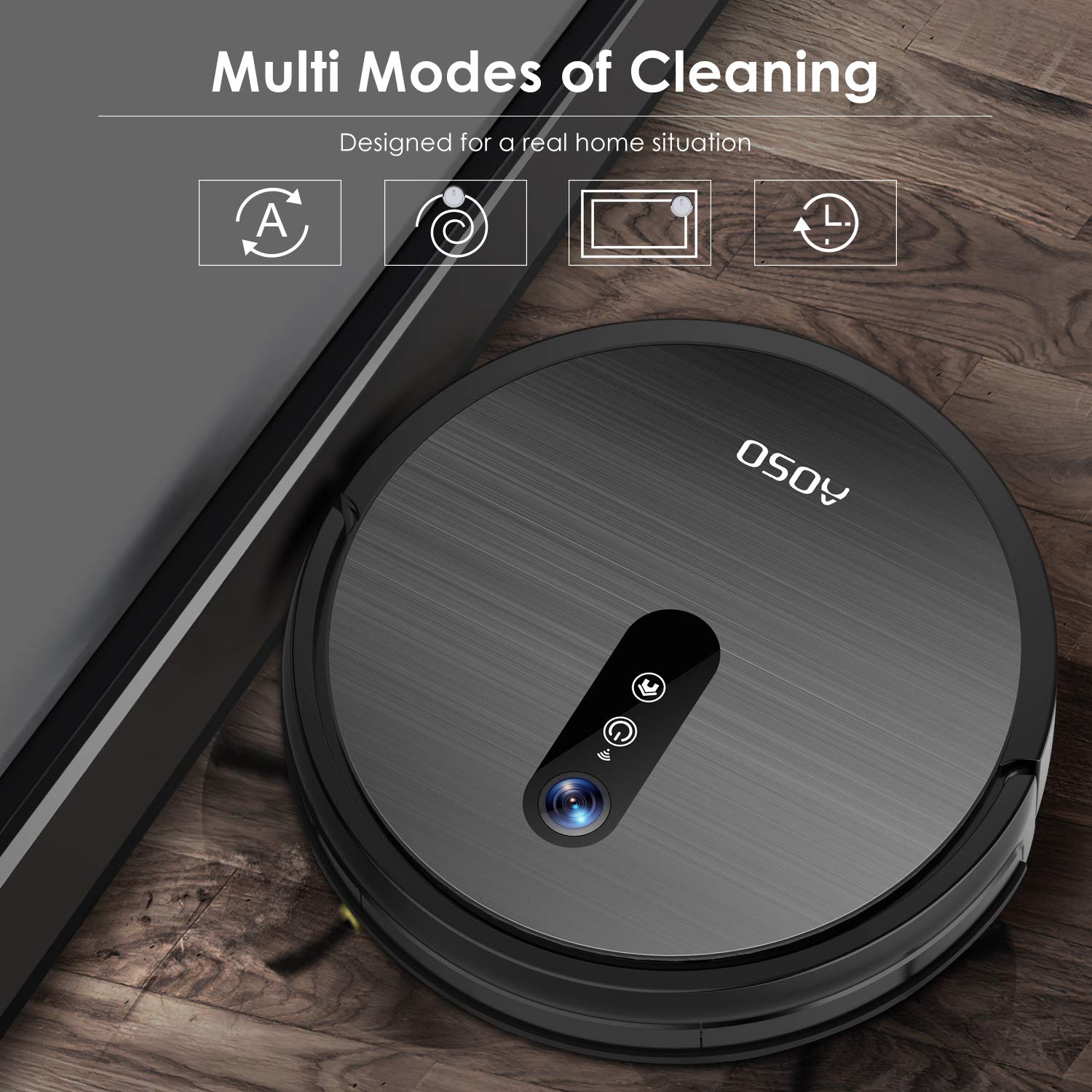 Robot Vacuum, 2000Pa Robot Vacuum Cleaner, Smart Visual Navigation, APP and Remote Control, 110mins Runtime, Multi Cleaning Modes Robotic Vacuum Cleaner Best for Pet Hairs, Hard Floor, Carpet