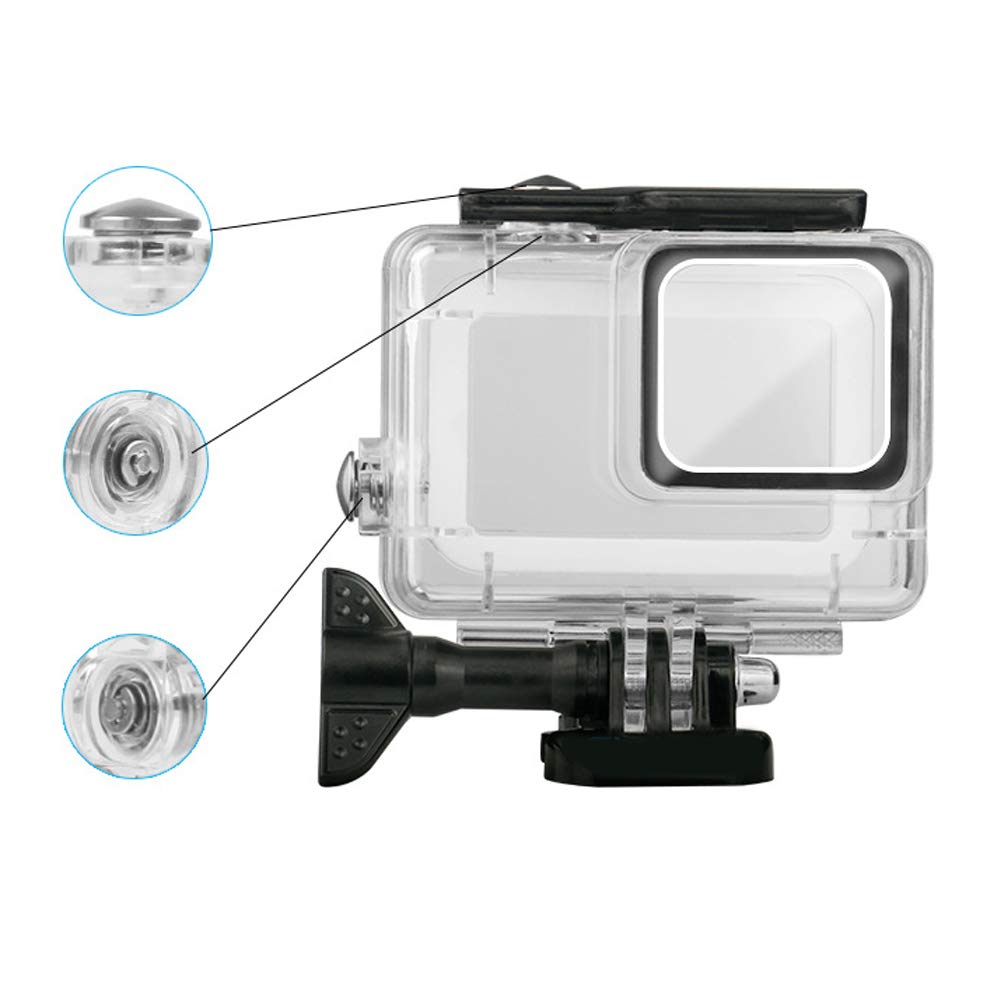 Protective Underwater Diving Housing Shell 45m with Bracket Waterproof Case Compatible with GoPro Hero 7 Silver/White Sports Action Camera
