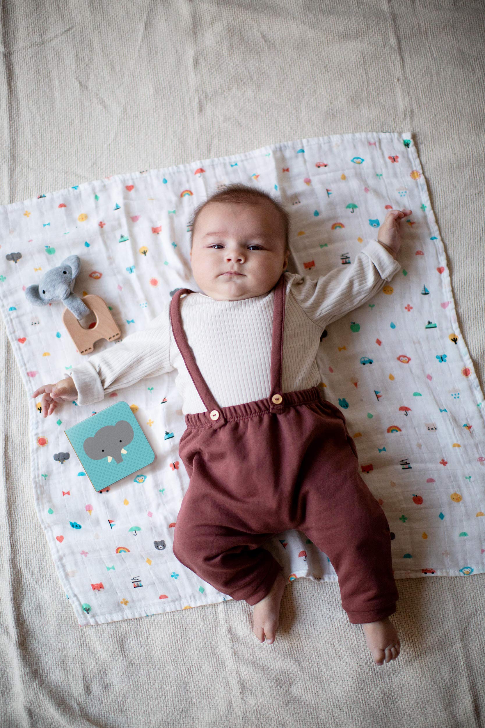 Petit Collage Eco-Friendly Organic Baby Starter 3-Piece Gift Set, Little Elephant