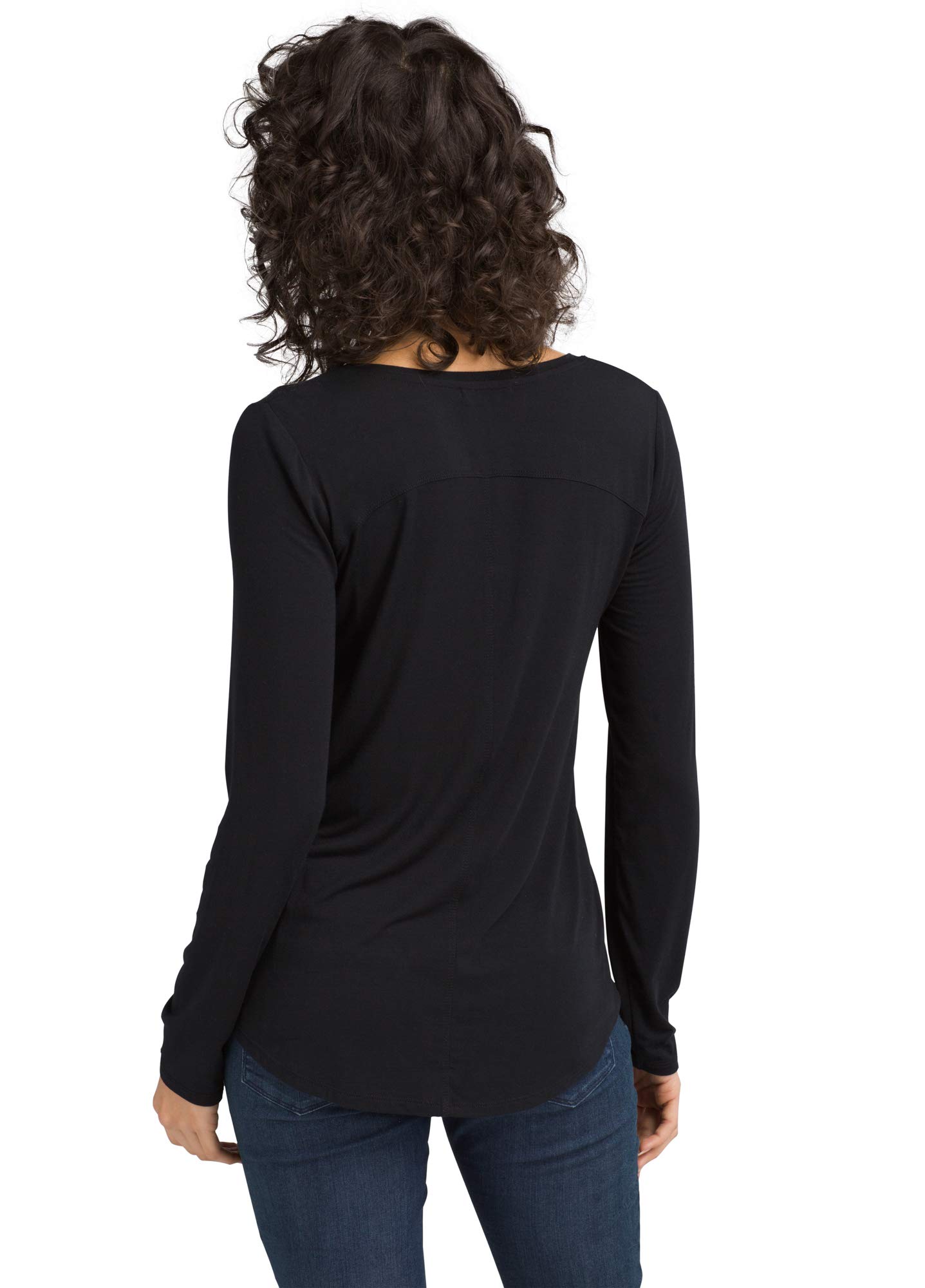 prAna Women's Foundation Long Sleeve Crew Neck Top, Black, Small