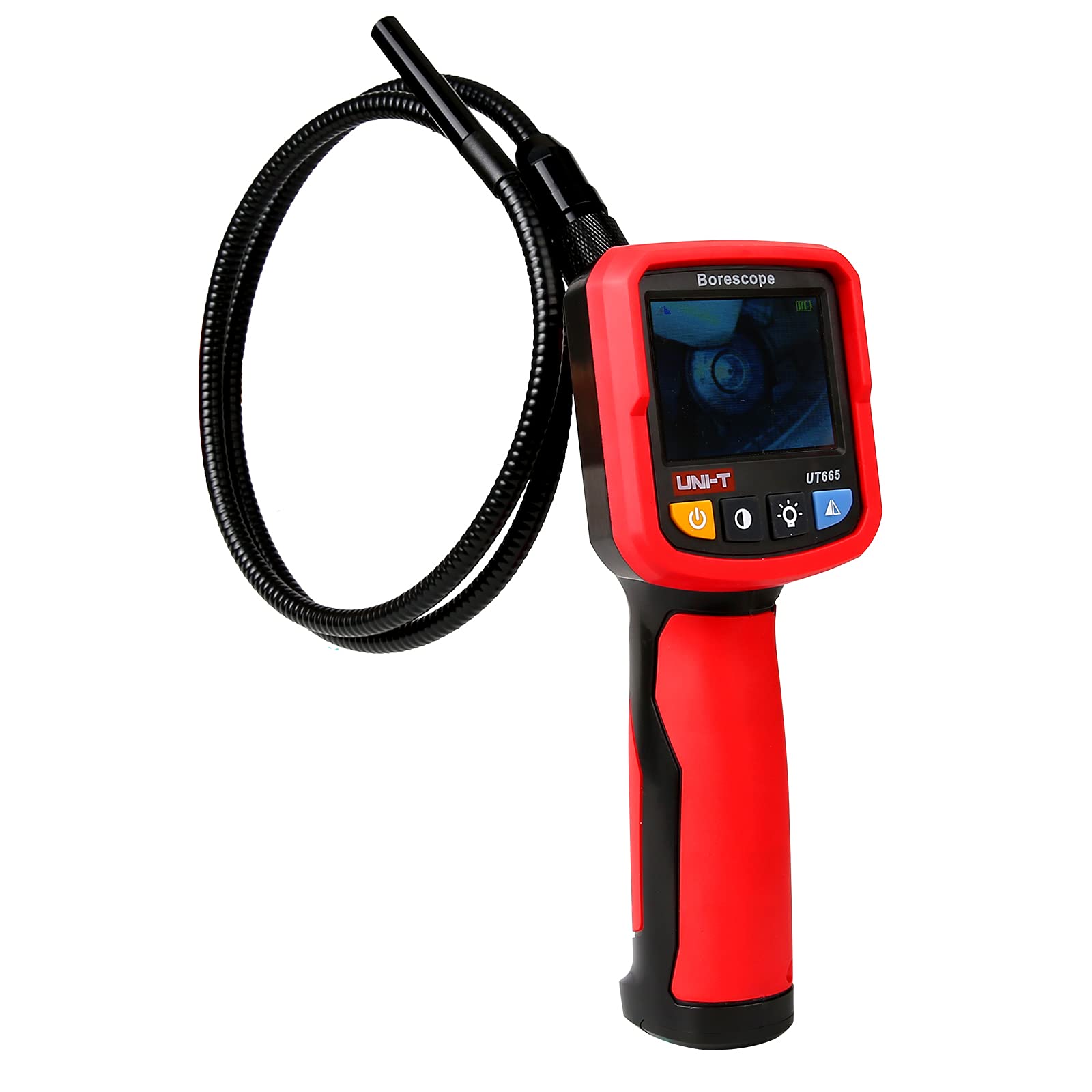 UNI-T Industrial Endoscope UT665 Digital Borescope Sewer Camera for Engine HVAC Chimney Inspection Automotive Maintenance, 4 LED Lights 2.4β Screen Handheld Camera Snake Cable 3.3FT/1M IP67 Waterproof