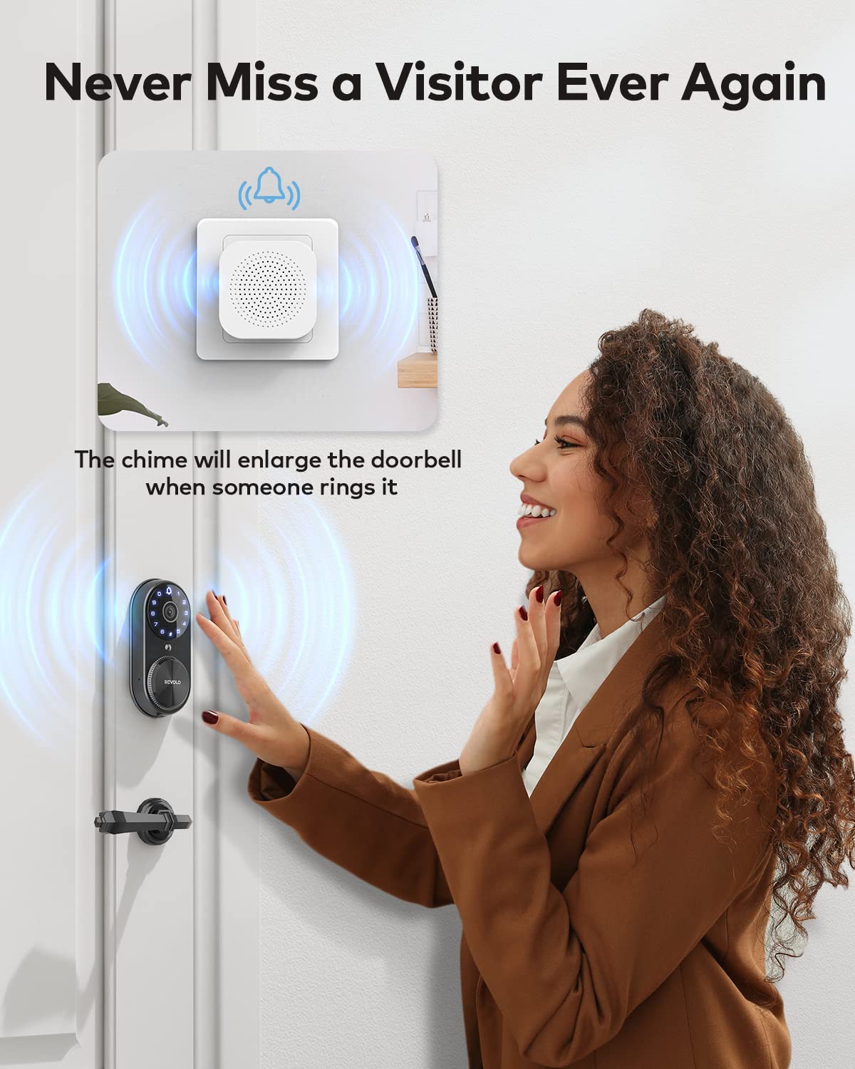 Revolo WFV01 Smart Lock with Camera, WiFi Smart Video Lock, Keyless Entry Door Lock, Doorbell Camera Wireless with Chime, Supports App Control, 1080P HD Video, Alexa Enable, Auto-Locking, Black