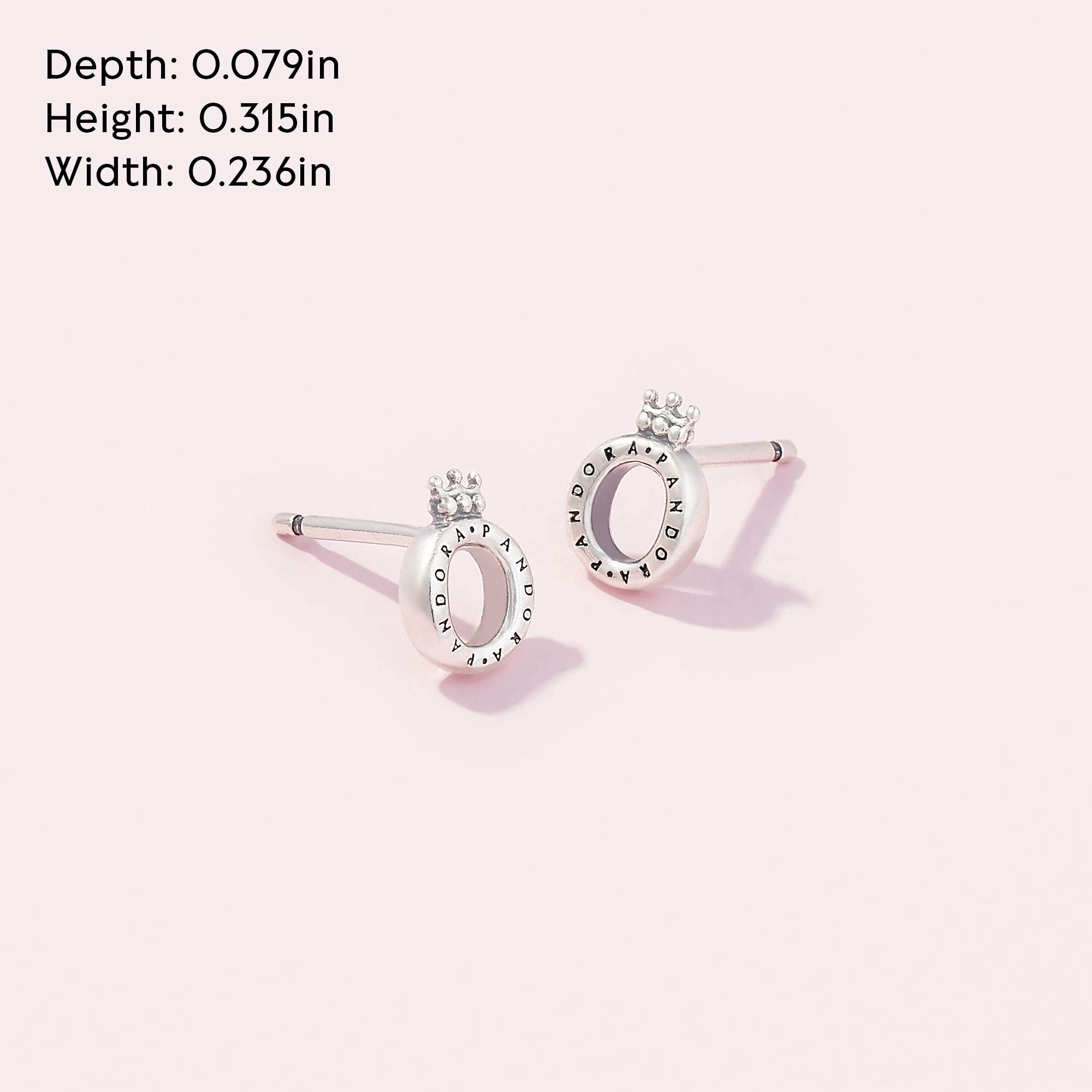 Pandora Jewelry Polished Crown O Stud Sterling Silver Earrings, No Box