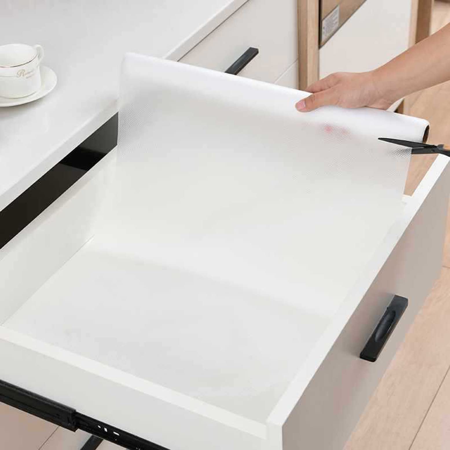 Shelf Liners, Kitchen Drawer Liner Drawer Mats Washable EVA BPA Free Waterproof & Oil-Proof Cupboard Cabinet Shelf Protector, 12 Inches x 10 FT, Non Adhesive Drawers (Diamond Pattern)