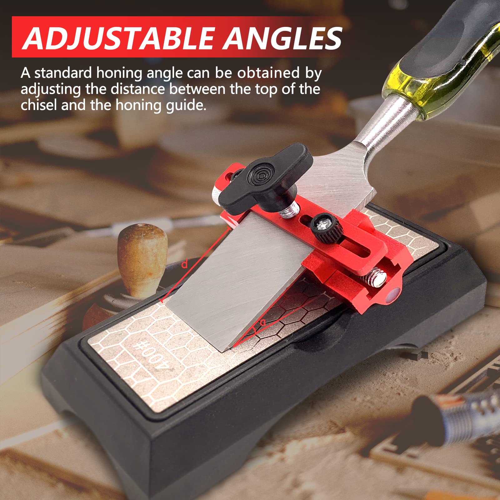 Premium Honing Guide for Chisels and Planes - Chisel Sharpening Jig with Top Reinforcement Design - Aluminum Alloy Wood Chisel Sharpening Kit