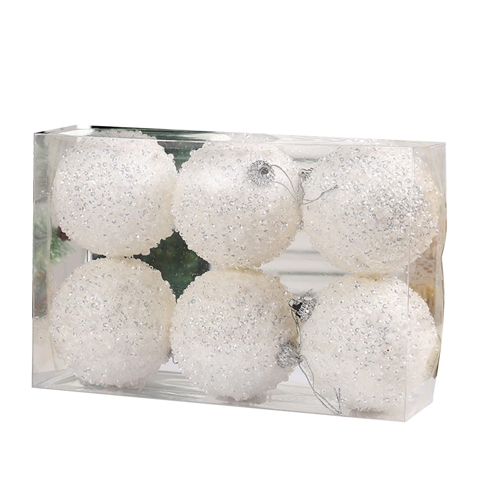 QAZIUY 6Pcs Christmas Balls Ornaments for Xmas Tree Christmas Tree Accessories 3.14" Christmas Ball Design Holiday Party Christmas Tree for Christmas, Holiday, Wreath & Party Decorations