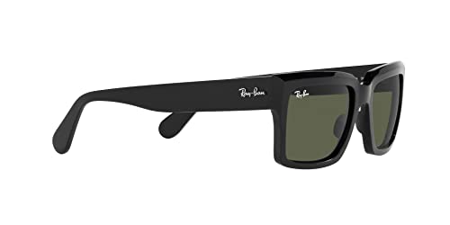 Ray-Ban RB2191 Inverness Rectangular Sunglasses, Black/Green, 54 mm
