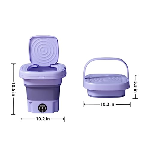 Portable Washing Machine,8L Large Capacity Foldable Washer,Portable Small Household Dormitory Washing Machine,Mini Telescopic Washer,Suitable for Apartments, Dormitories, Hotels (8L,Purple)