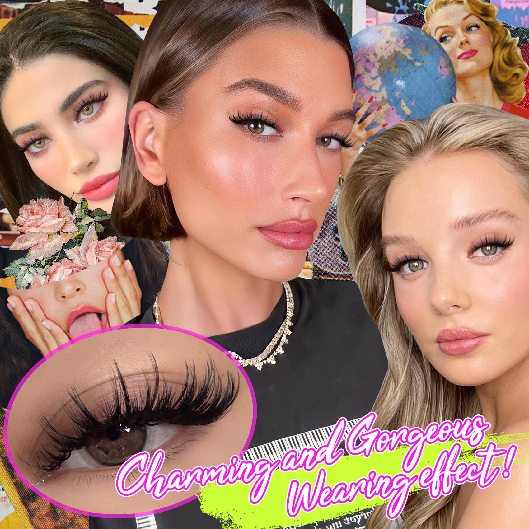 Self Adhesive Lash Clusters Reusable Eyelashes DIY Lash Extension Kit with Eyelash Brush Tool and Lash Tweezers Eyelash Extension Kit for Beginner DIY at Home