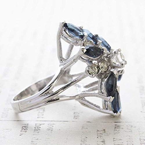 Providence Vintage Jewelry Sapphire Saworovski Crystals And Cvlear Austrian Crystals 18k White Gold Plated Cluster Ring