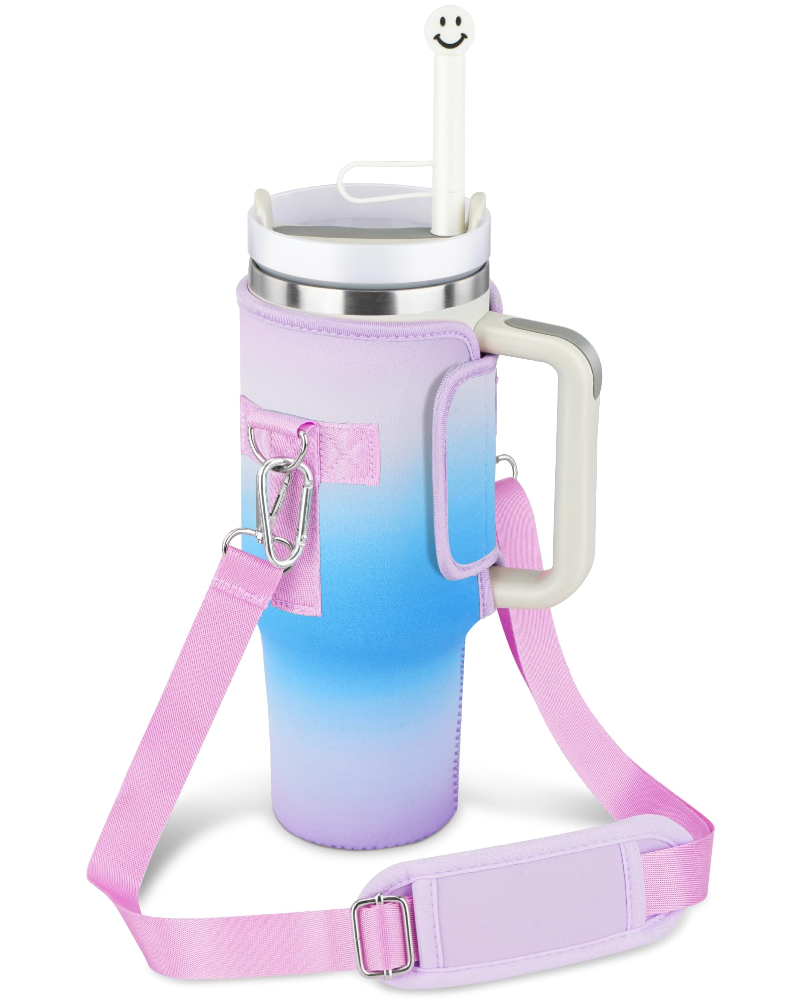 REX-SANTO Water Bottle Holder for Stanley Cup with Strap,Tumbler Accessories for Stanley 40 oz,Anti Drop and Leakage,Suitable for Sports and Outdoor Use(Tropical Fruit)(Cup Not Included)