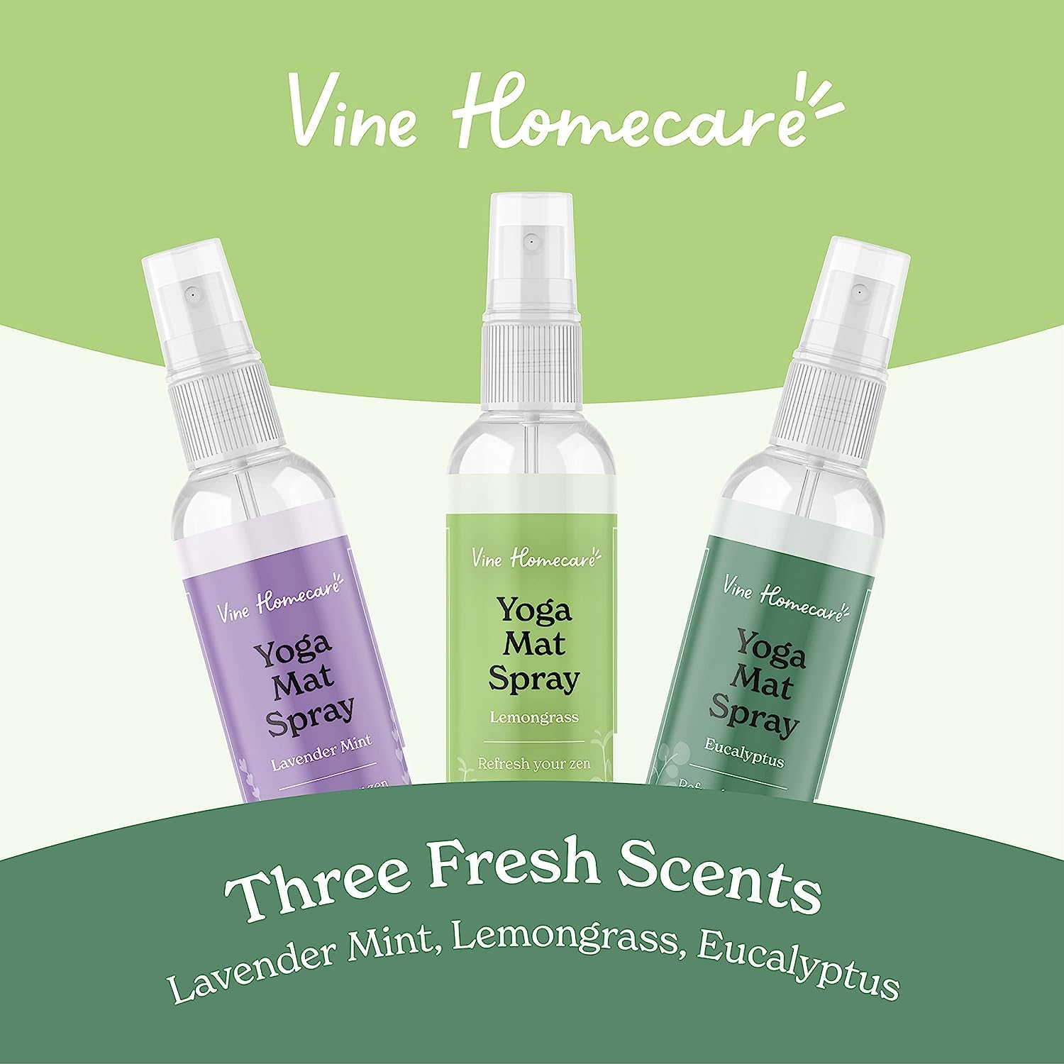 Vine Homecare - Yoga Mat Spray - Refresh Your Zen - Naturally Cleans and Deodorizes Your Yoga and Gym Mats - Made With Essential Oils - 4 OZ - Lavender Mint