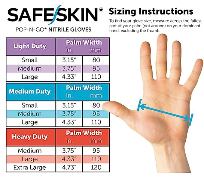 SAFESKIN Nitrile Disposable Gloves Pack of 50, Light Duty, Large Size, Powder Free - Food Handling, First Aid, Hair Coloring