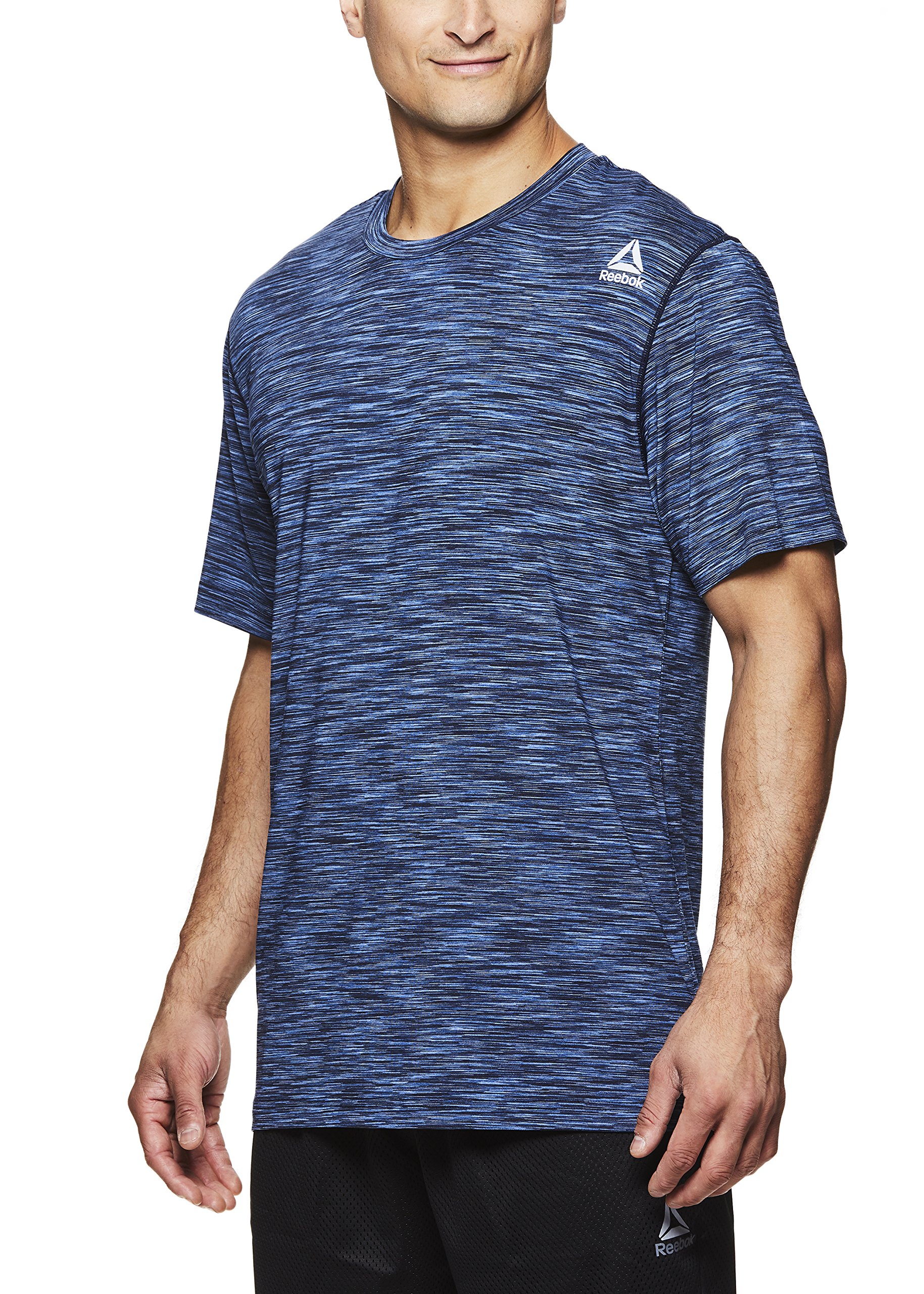 Reebok Men's Supersonic Crewneck Workout T-Shirt Designed with Performance Material - Navy Decline Press, Large