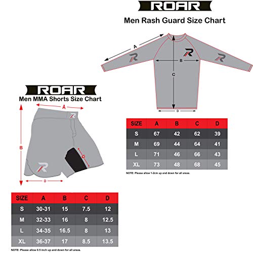 ROAR MMA Rash Guard & BJJ Shorts Set Mens Fight Wear Cage Fight Grappling Training (Dragon-2Pcs-Set, XLarge)