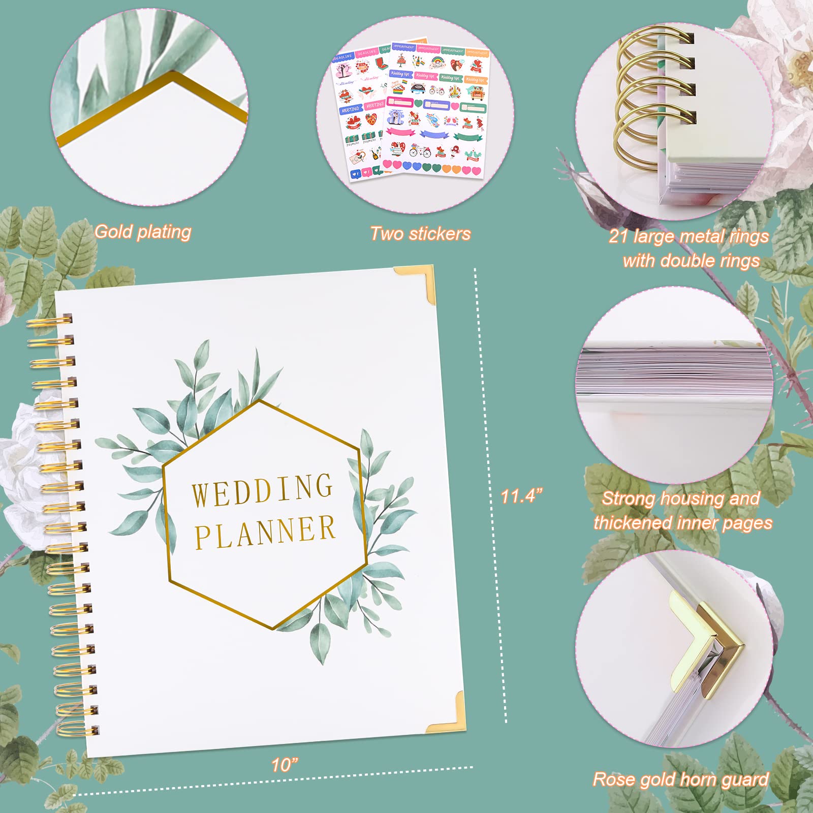 Wedding Planner Book and Organizer For The Bride,Engagement Gift for Newly Engaged Couples,Bride To Be Gifts-Planning Stickers,Pocket Folder,Ballpoint Pen and Card.