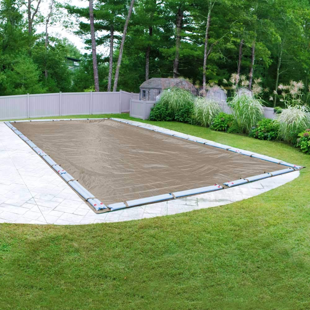 Pool Mate 571632R Winter Pool Cover, Extra Heavy-Duty Sandstone, 16 x 32 ft Inground Pools