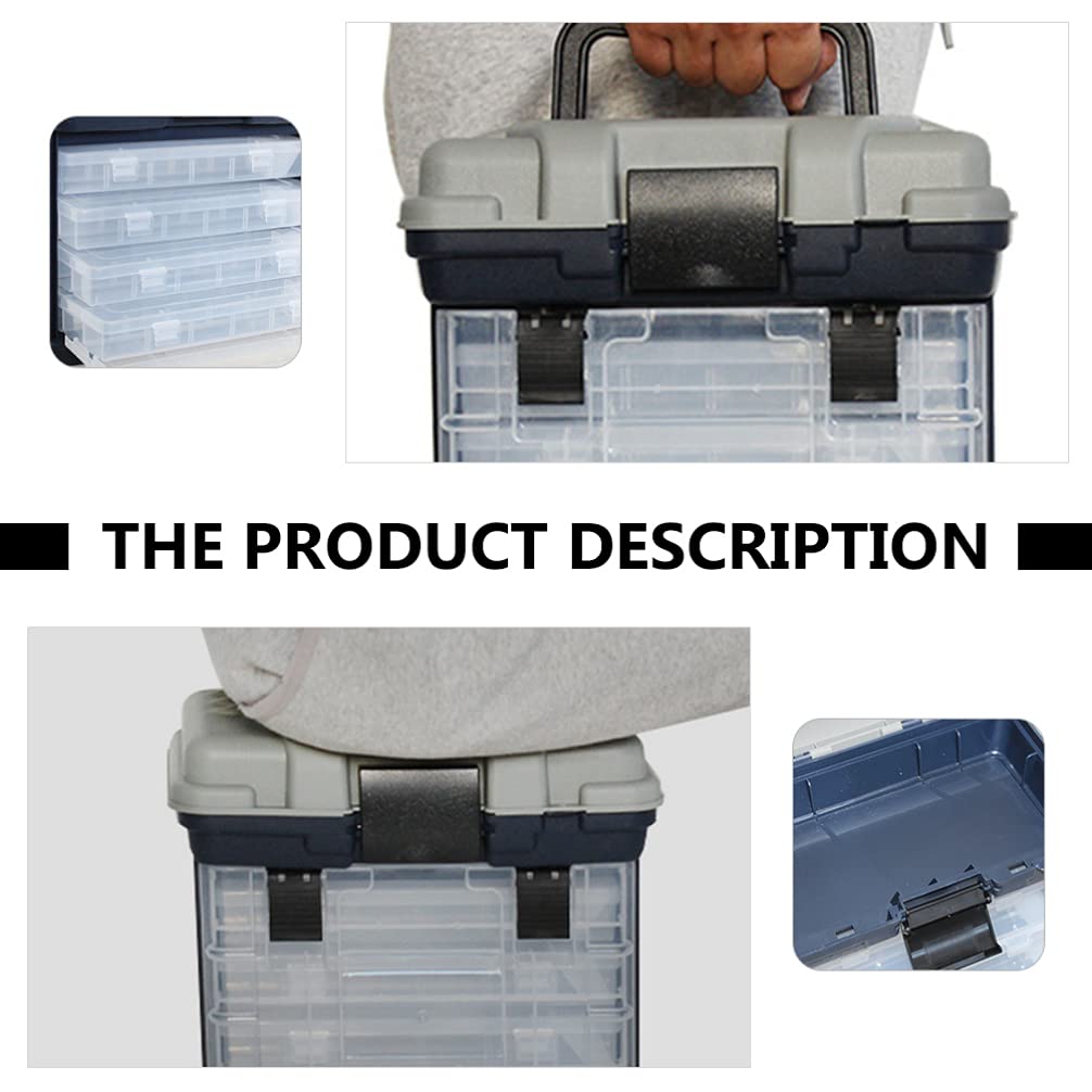 Wakauto 1pc Box fishing box fishing tool storage suitcase for kids fishing lure case plastic toolbox suitcases for kids Four-Layer Tool Case Sewing kit handheld child abs compound