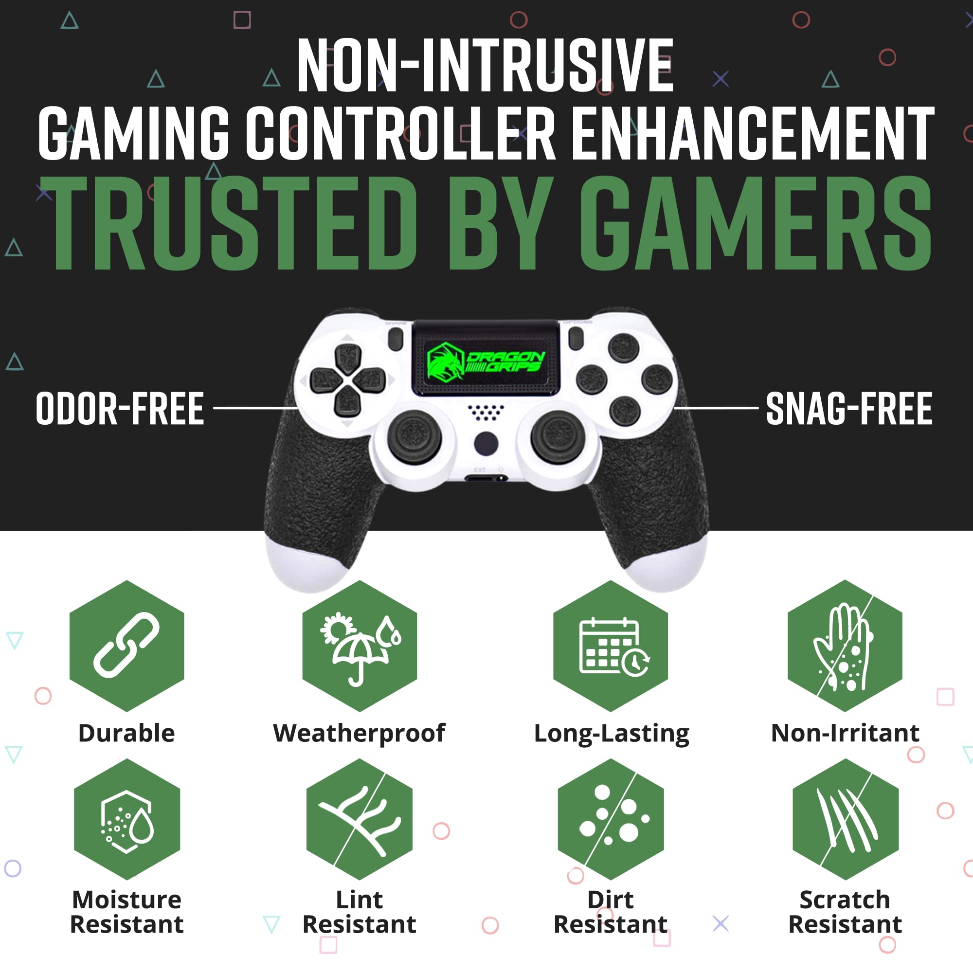 PS4 Controller Grip, 24 Pcs Black Textured Non-Slip Rubber PS4 Controller Grips Stickers, Perfectly Fit to Any Handles, Trigger Buttons & D-pad, Sweat Resistant to Enhance Gaming Control, 2pk