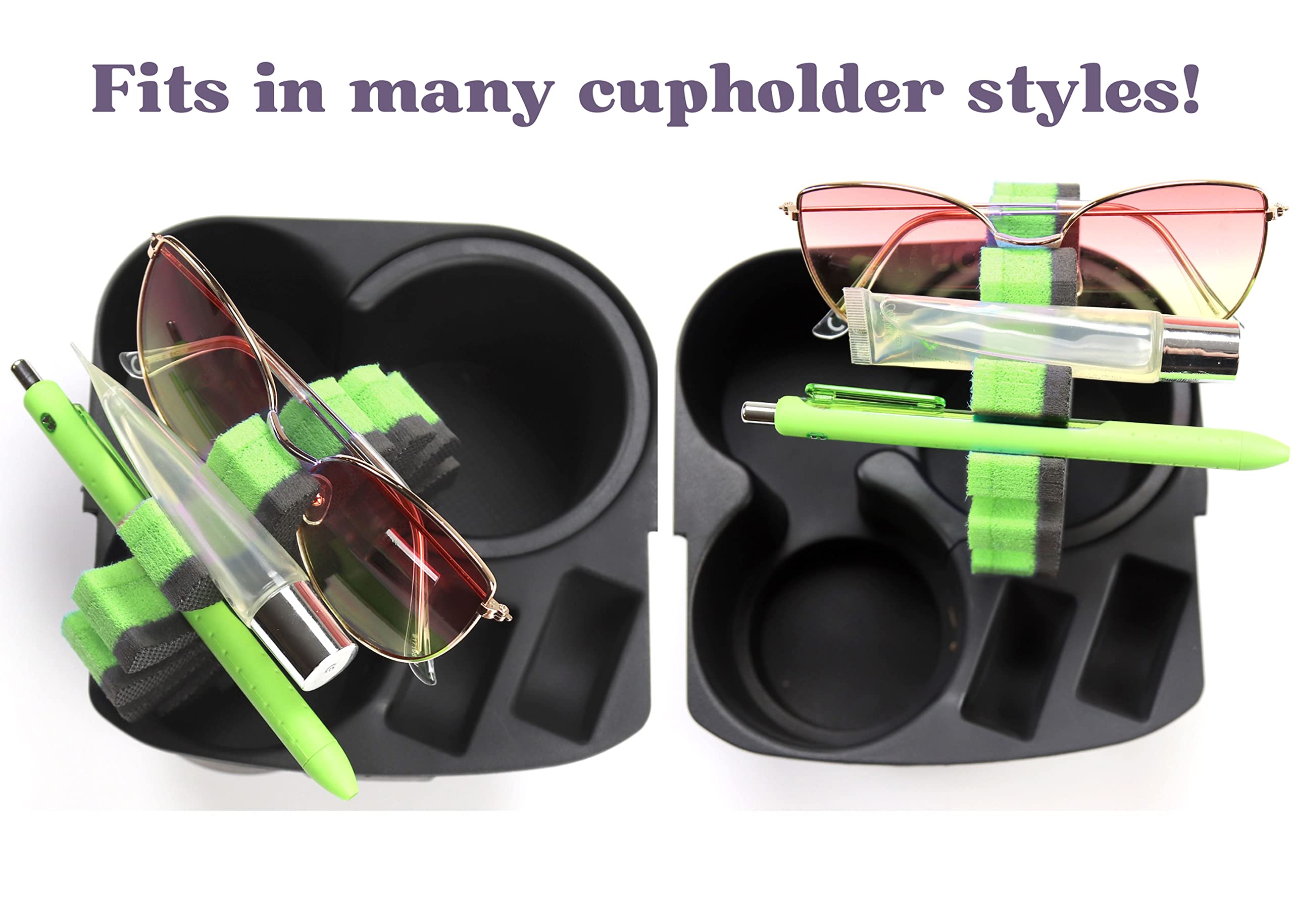 Polar Whale Spiral Car Cup Sunglasses Holder Insert Universal Expander Extender Keeps Small Items Organized Green and Black High Density Foam
