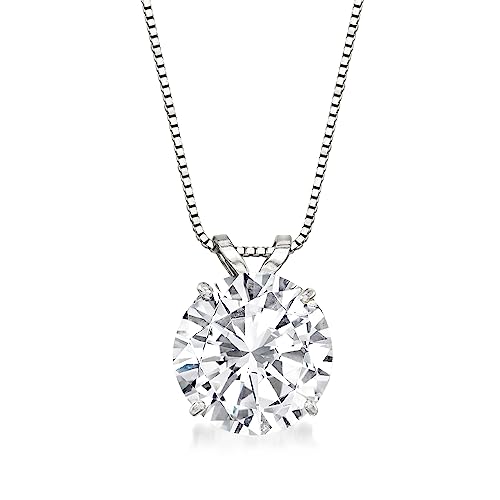 Ross-Simons 3.00 Carat CZ Solitaire Necklace in 14kt White Gold. 18 inches