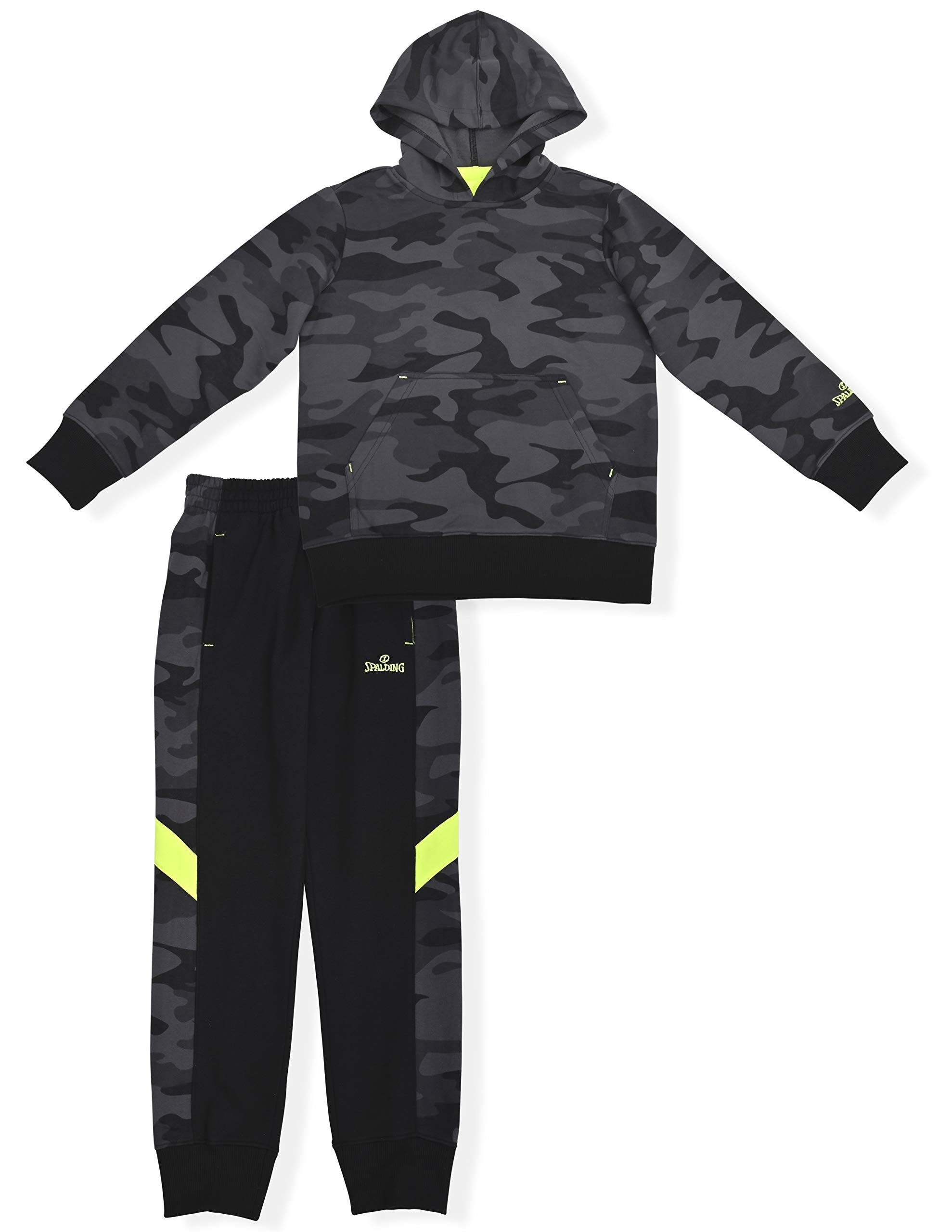 Spalding Boy’s Ninja Hoodie and Jogger Pant Set with Built in Face Gaiter, Black Camo, Size 10/12
